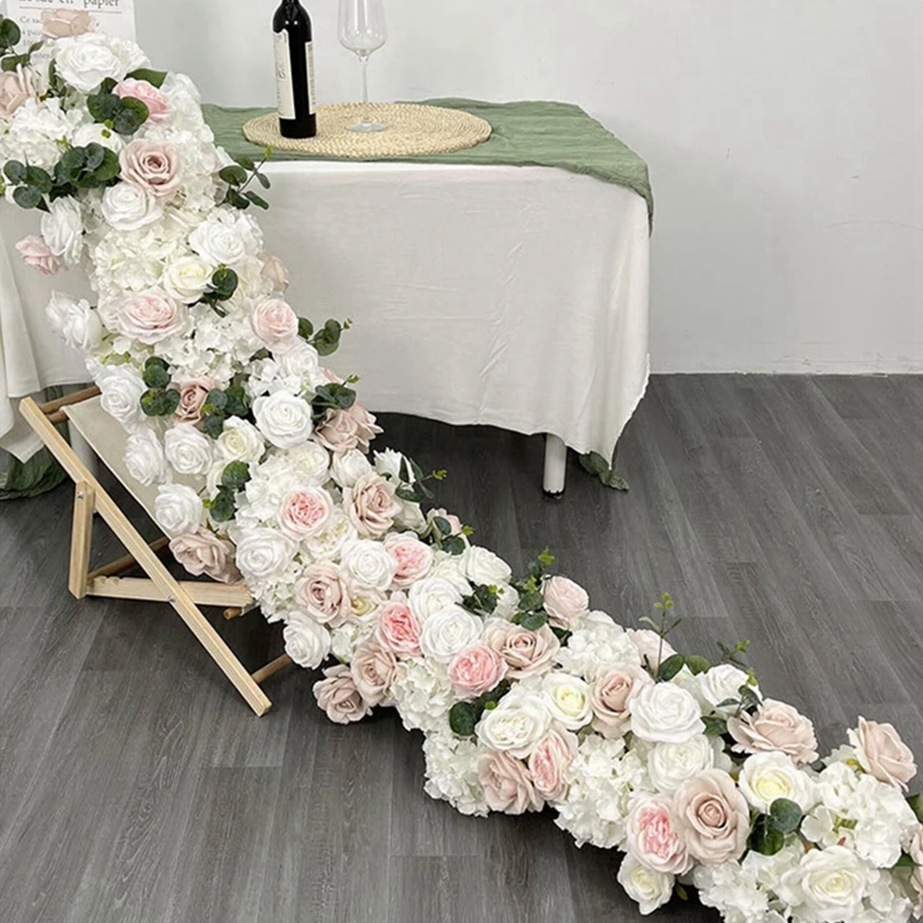 White Flower Garland Runner,dusty Flower Runner,wedding Reception Table ...