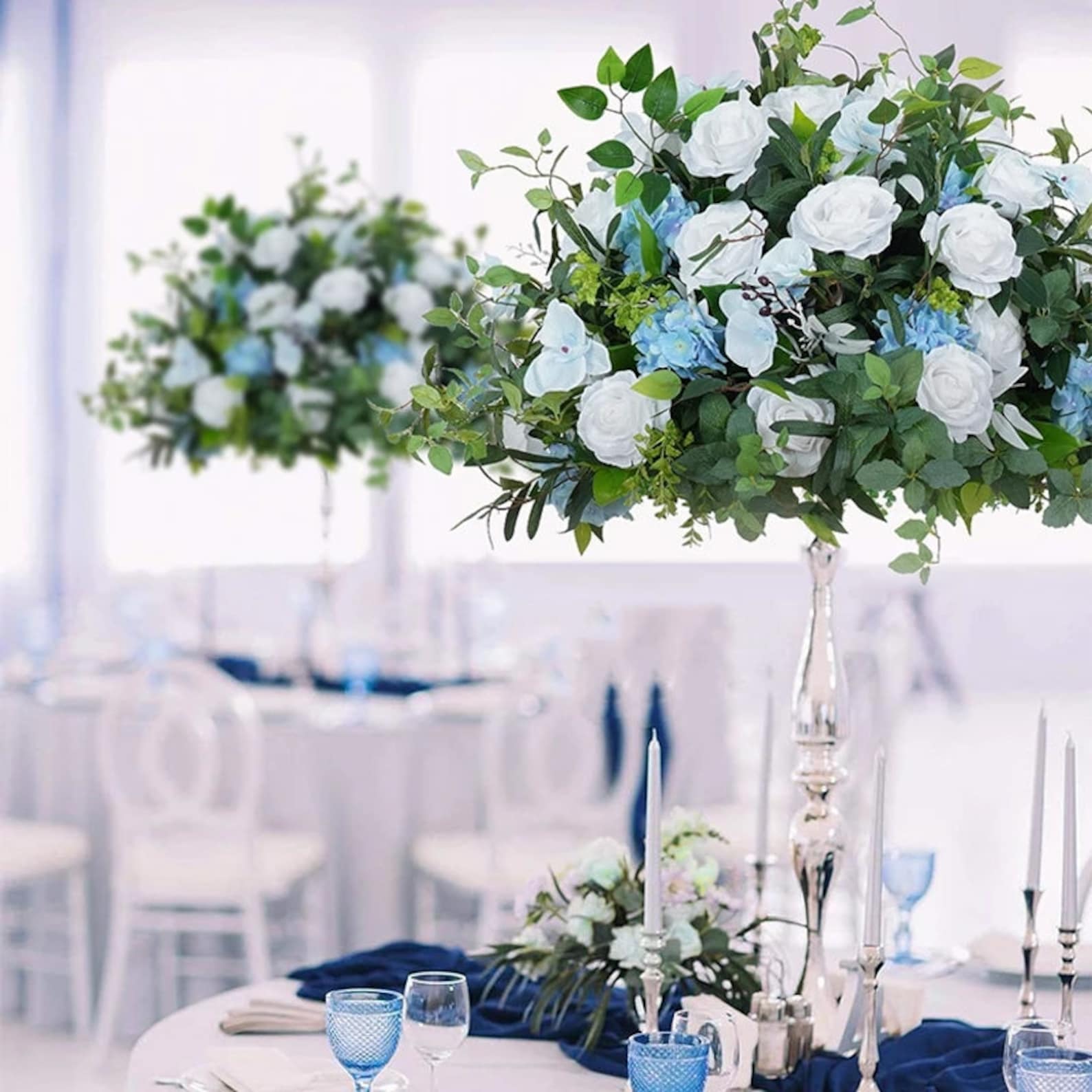 Royal Blue Light Blue Rose Hydrangea Flower Ball,wedding Table Flower ...