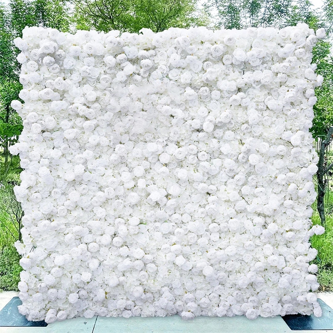 Snow White Silk Flower Wall, Wedding Backdrop, Bridal Shower Decor - Etsy