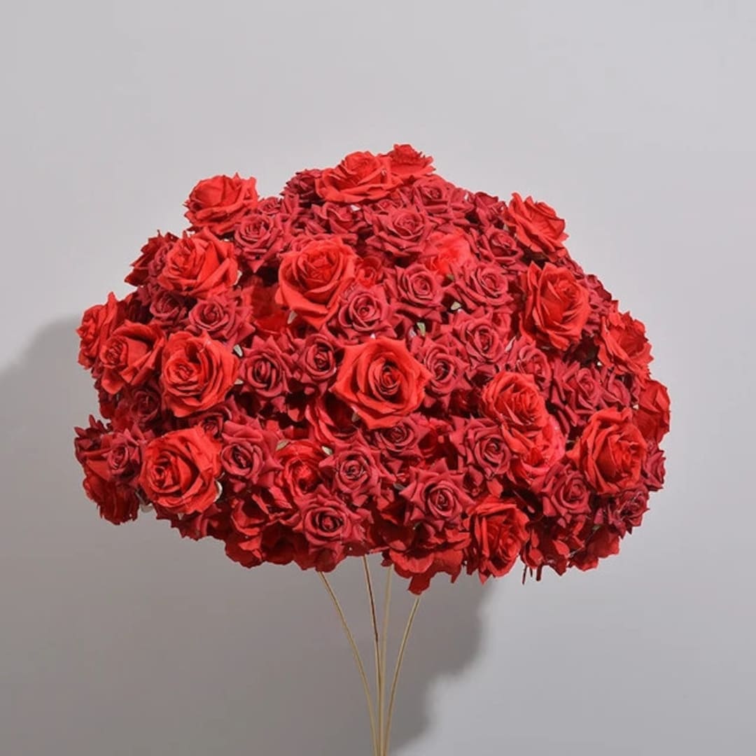 Red Rose Flower Ball, Silk Wedding Centerpiece - Etsy
