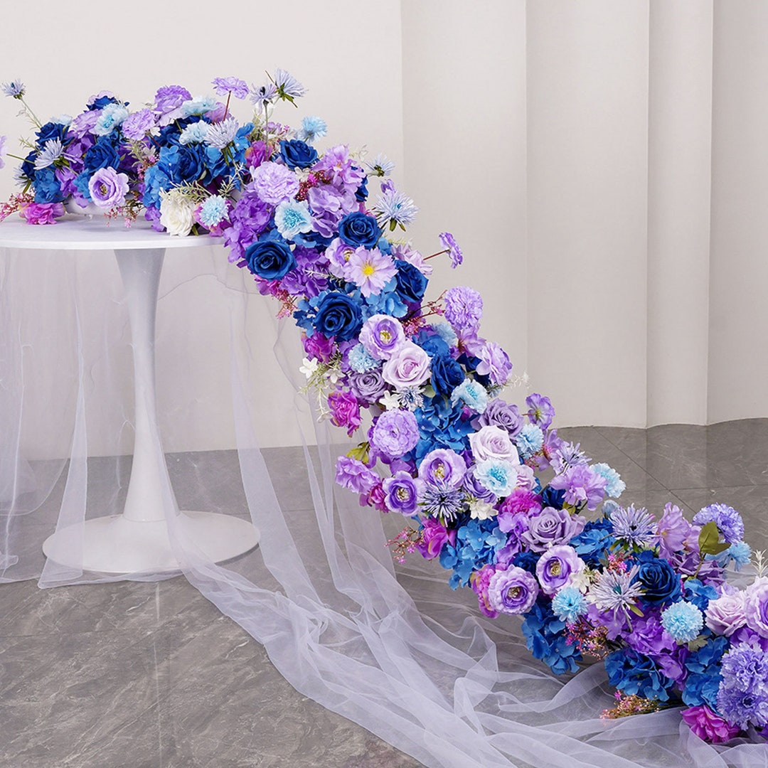 Royal Blue Purple Rose Flower Runner,silk Flower Garland Arch Wedding ...