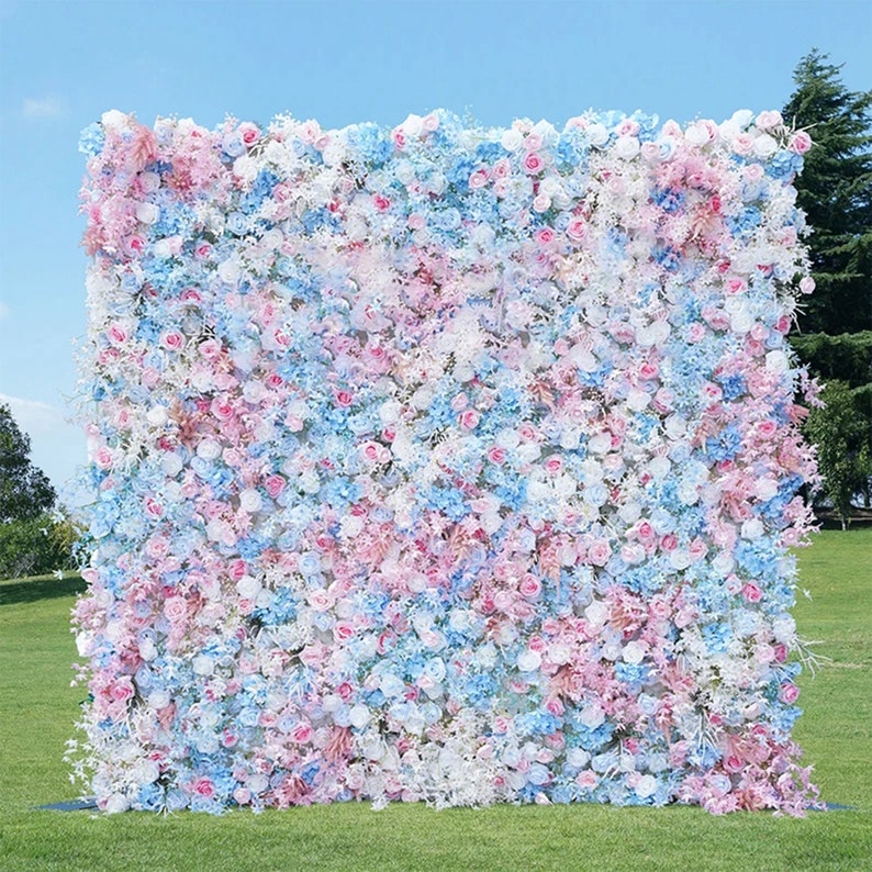 Pink White Rose Greenery Artificial Flower Wall,roll up Cloth Fabric ...