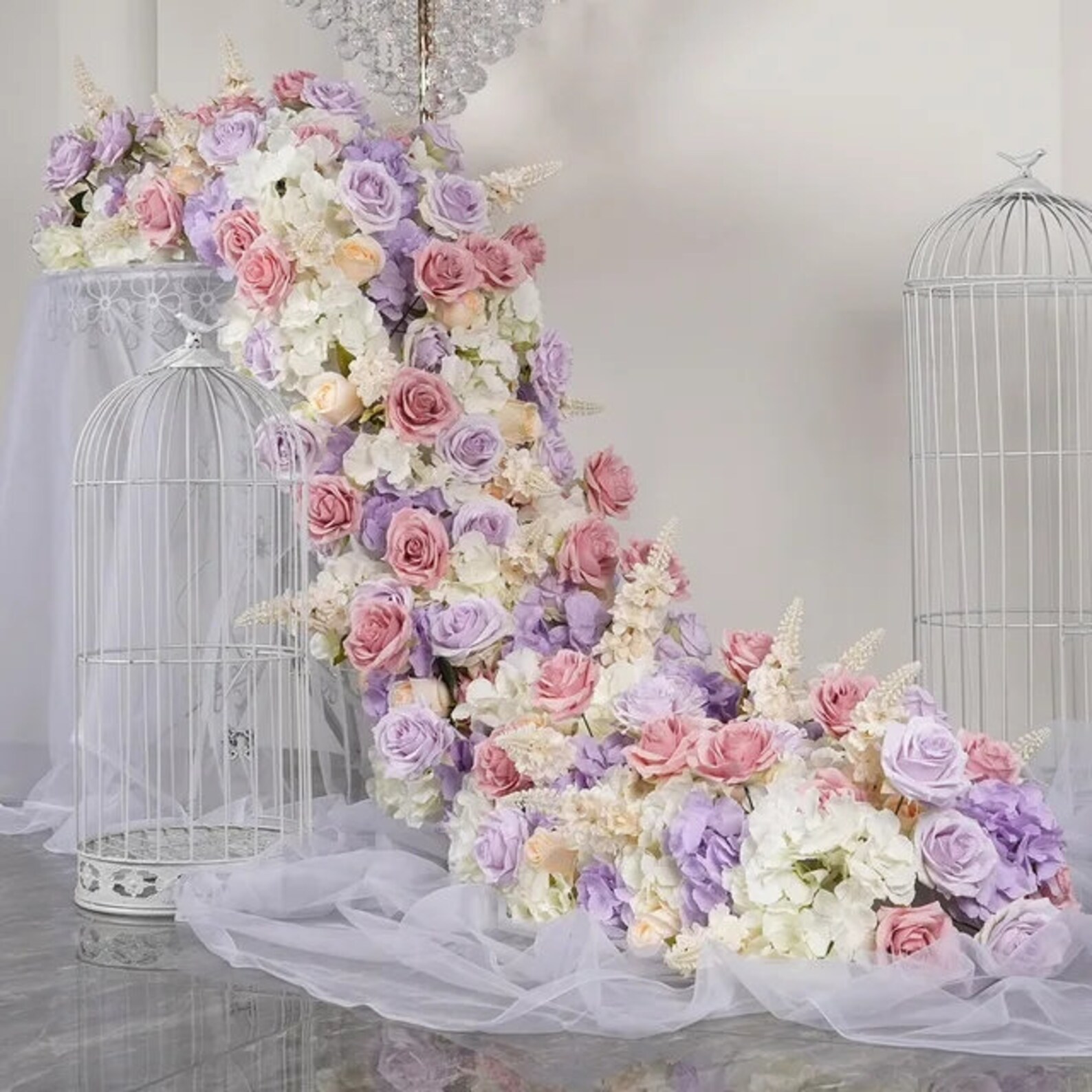 Lavender Rose Flower Runner,dusty Pink Flower Garland Wedding Reception ...