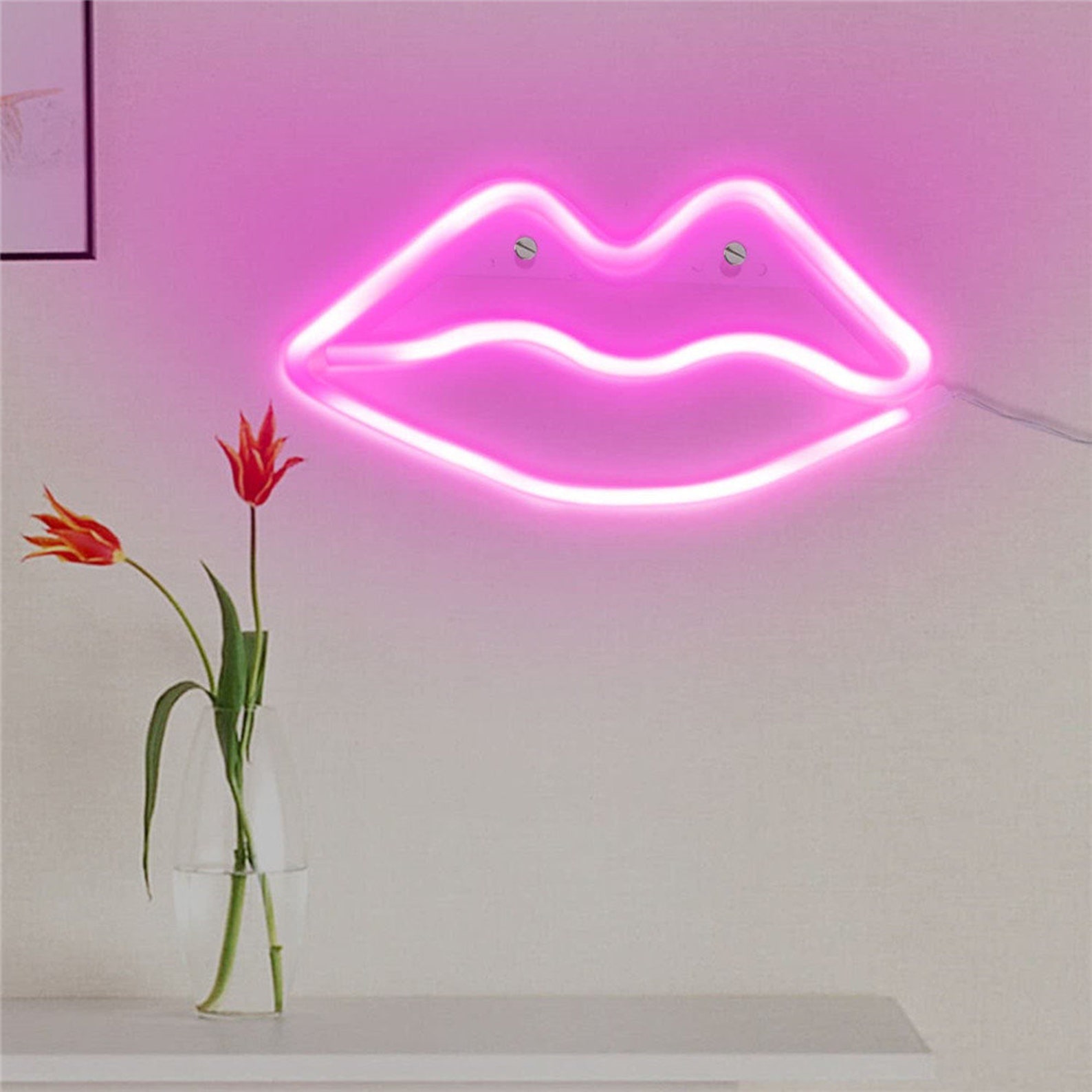 LED Neon Kiss&Lips LightNeon Lips Kiss LED Light for Bedroom | Etsy