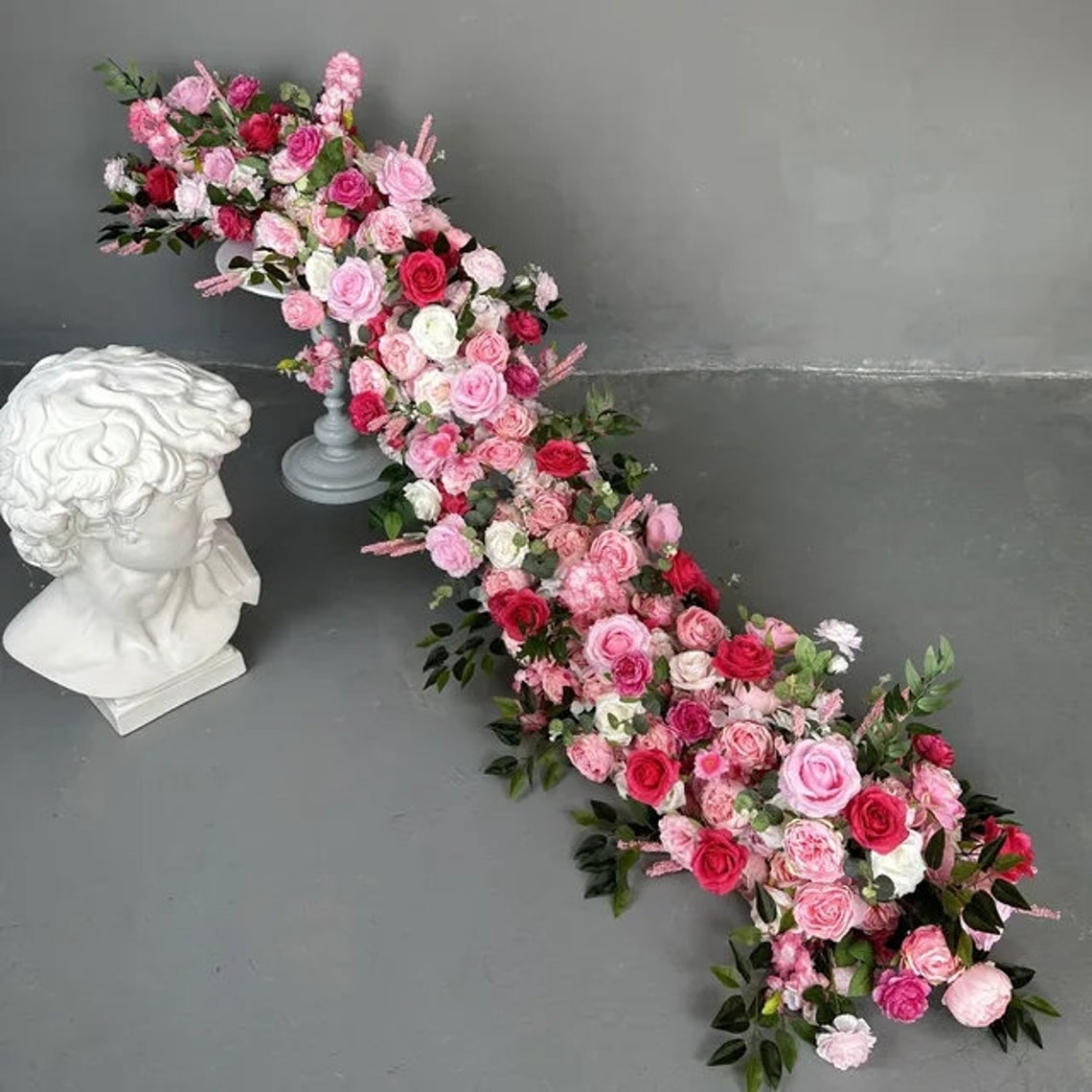 Pink Rose Flower Runner,wedding Centerpieces,flower Garland Arch ...