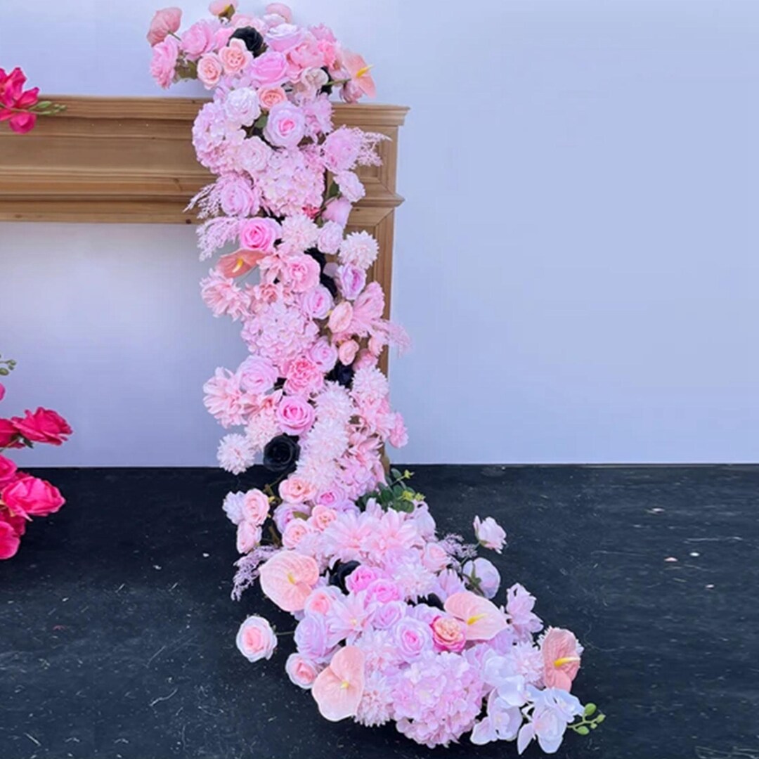 Pink Rose Flower Runner,pink Flower Garland Archway Wedding Reception ...