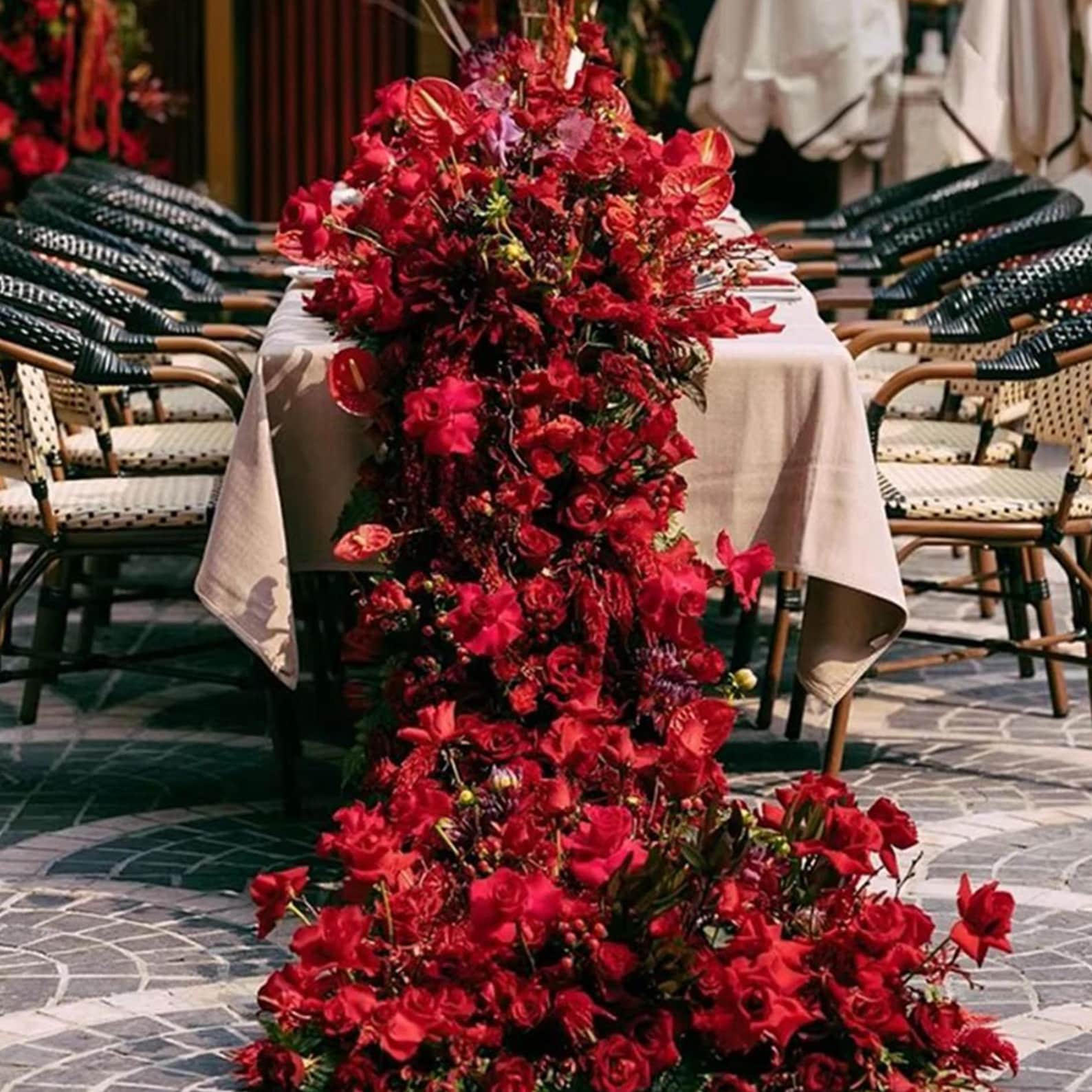 5D Luxury Red Flower Runner Centerpiece,red Flower Garland Arch ...