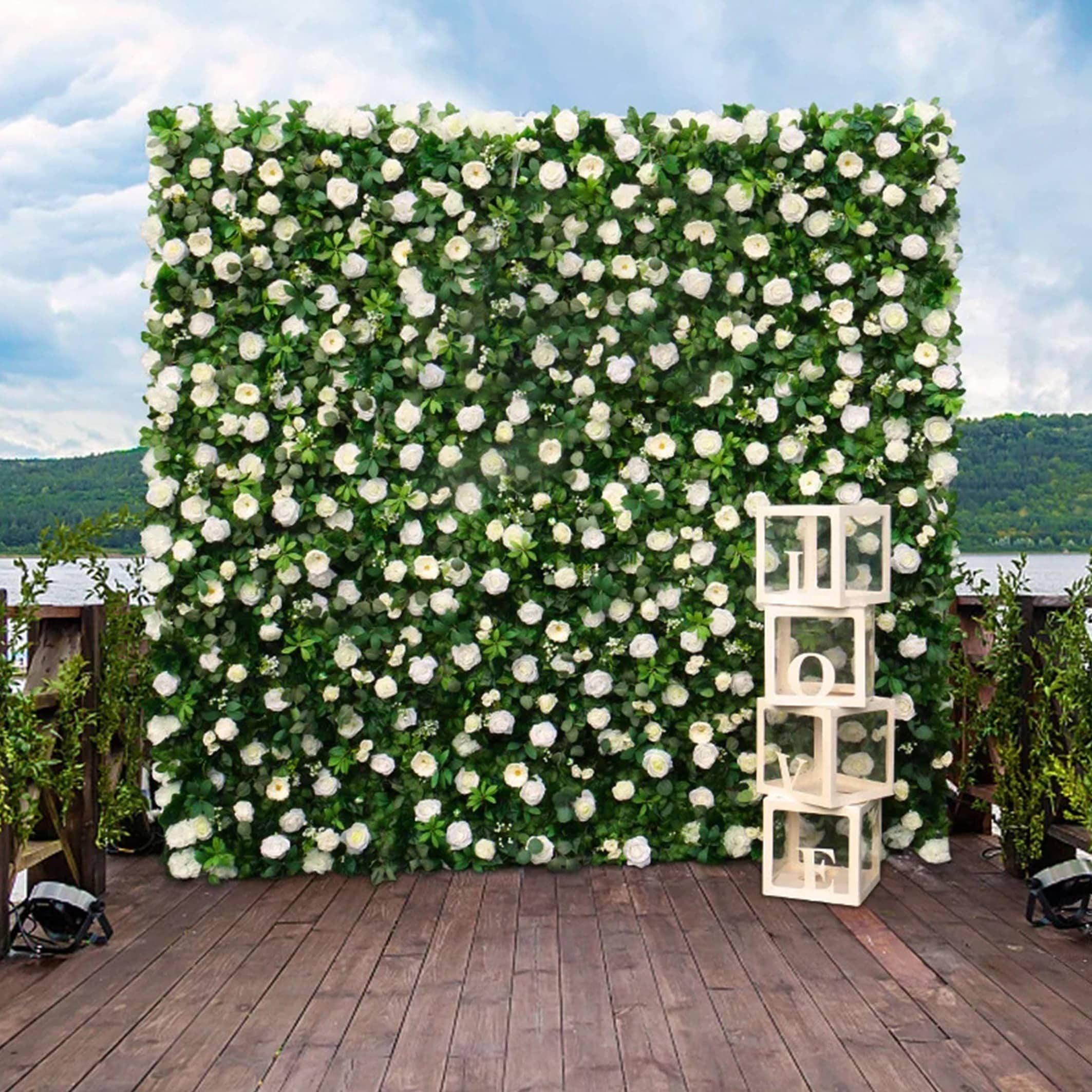 5D Flower Wall Wedding Photography Backdrop,white Rose Roll up Cloth ...