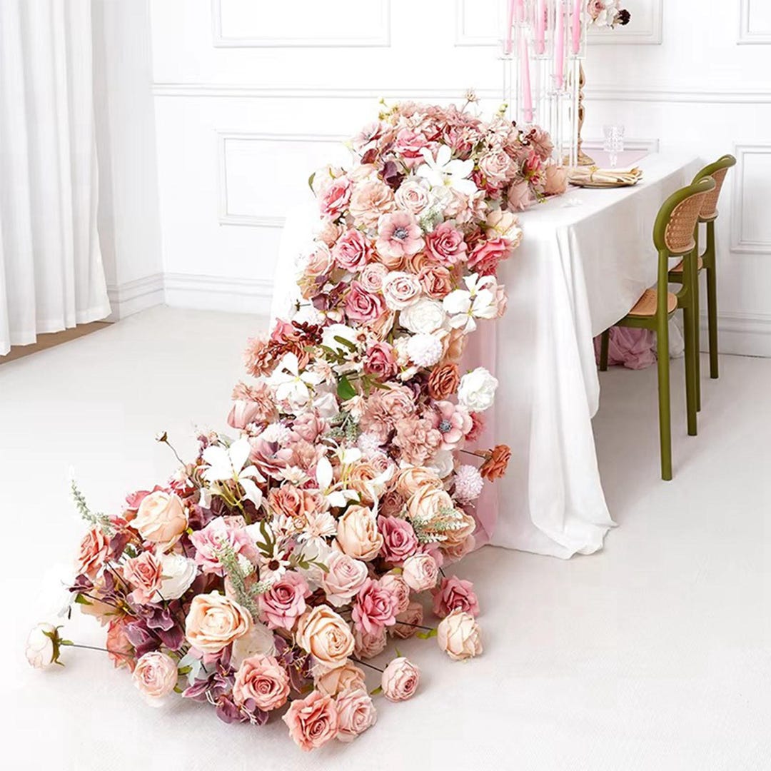 Luxury Princess Pink Table Flower Runner,flower Garland Wedding ...