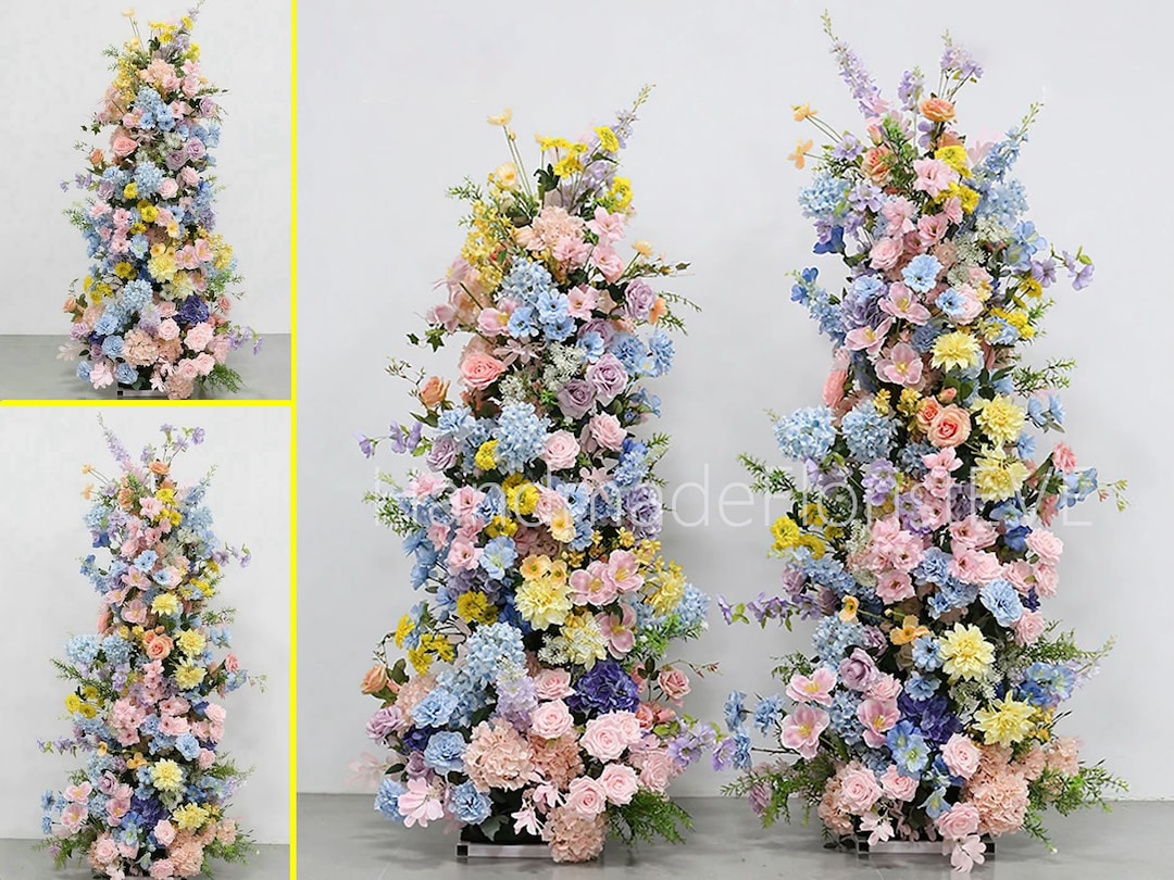 5D Wedding Pillar Flower,colorful Artificial Flower Row Runner Wedding ...