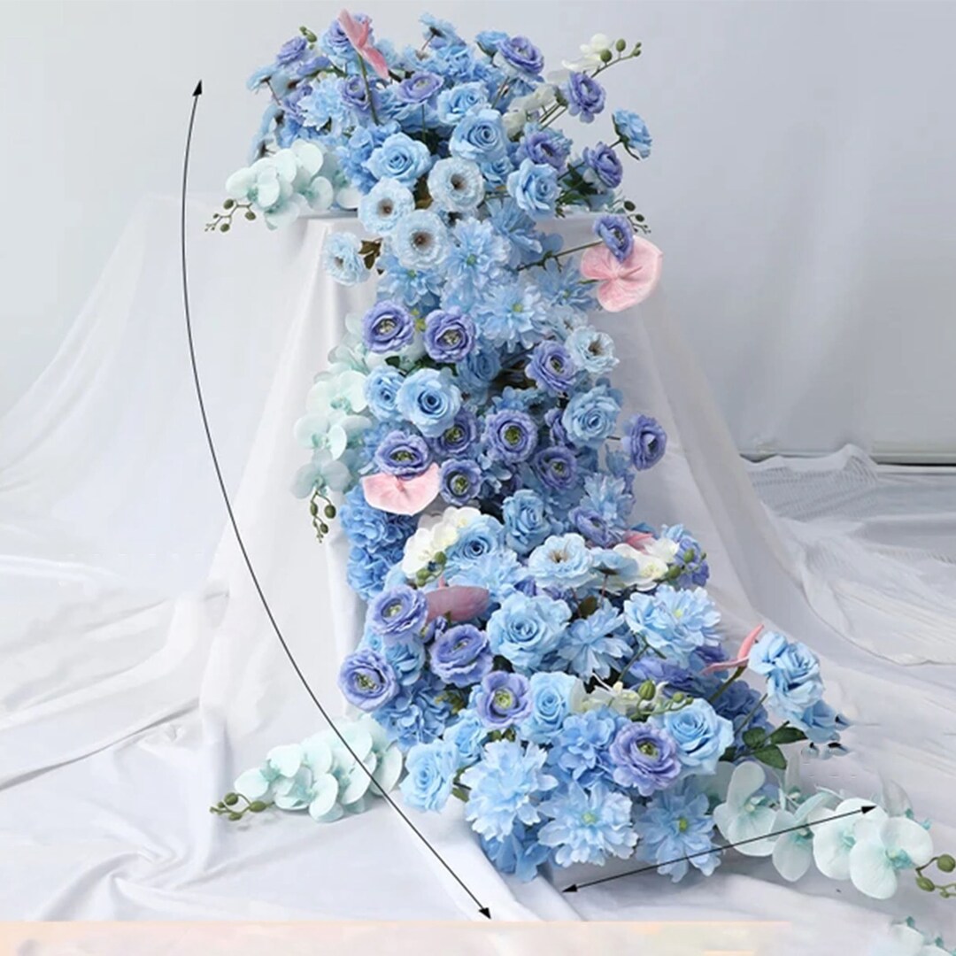 Dusty Blue Rose Flower Runner,orchid Flower Garland Arch Wedding ...