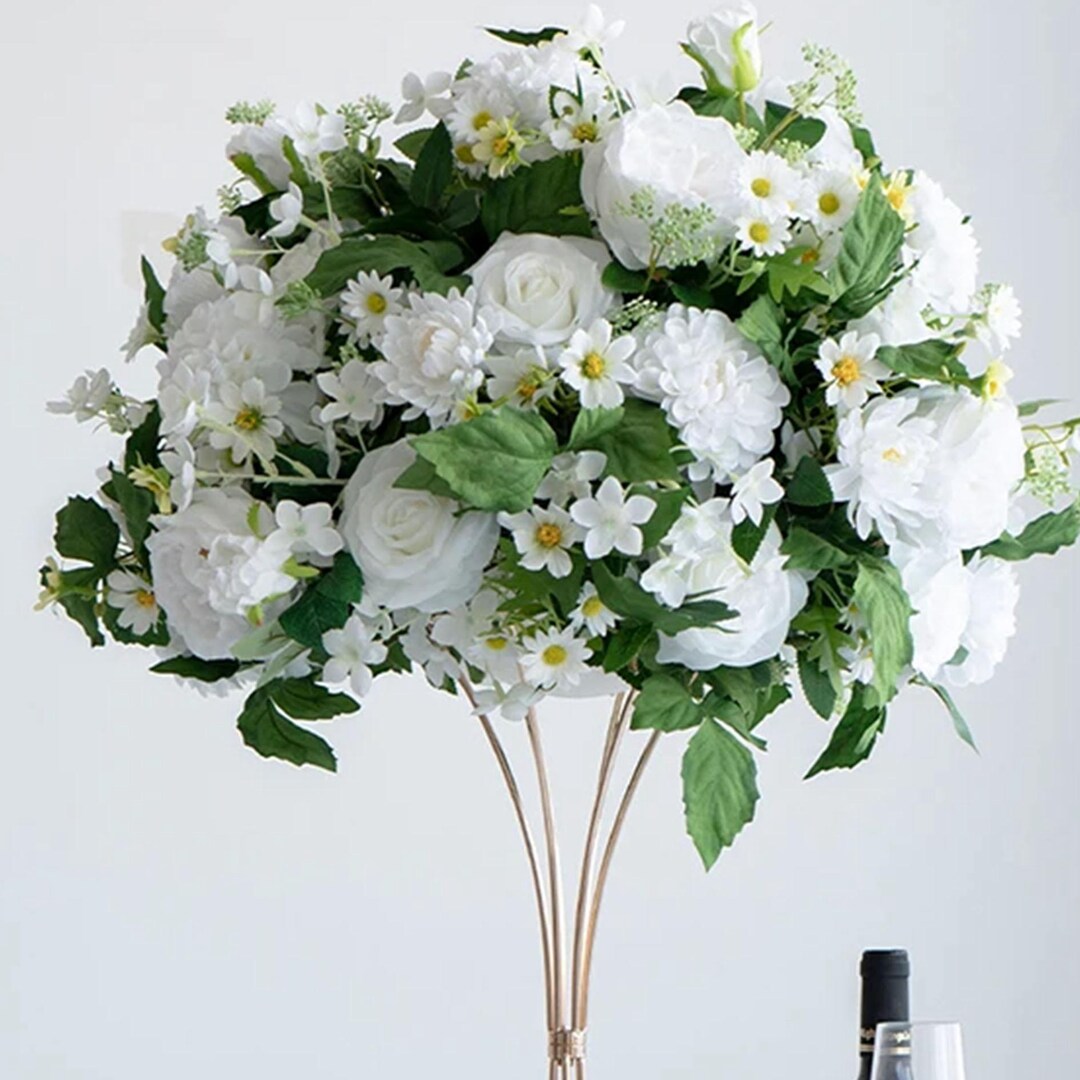 White Silk Flowers Ball Centerpiece,wedding Floral Centerpiece,flower ...