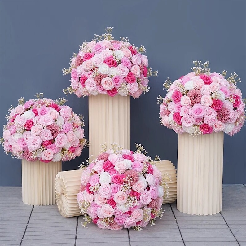 Fuchsia Pink Rose Flower Ball,babysbreath Flower Ball for Wedding ...