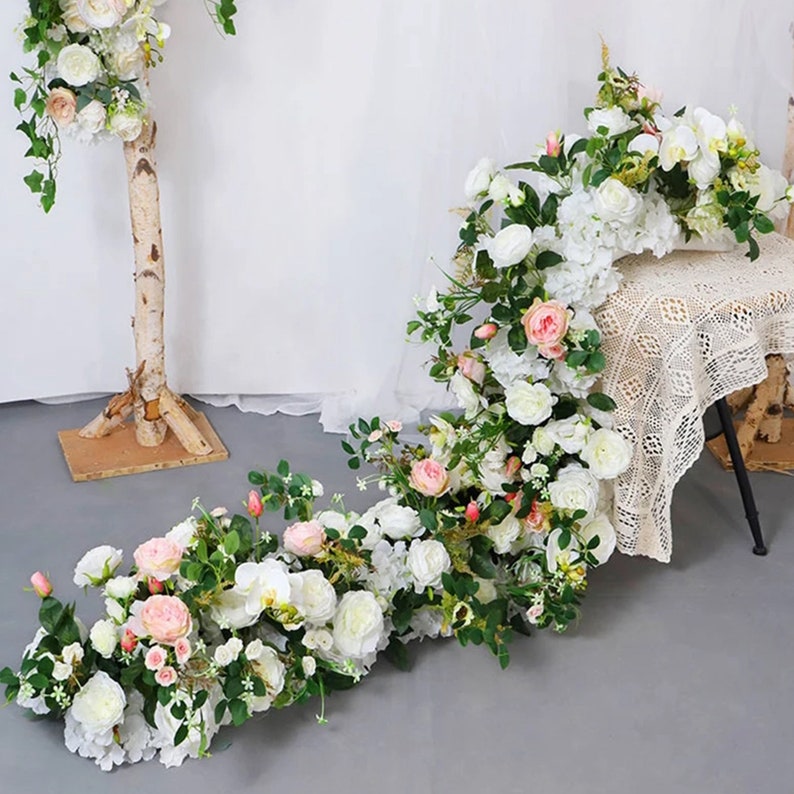 White Flower Garland Runner,dusty Flower Runner,wedding Reception Table ...
