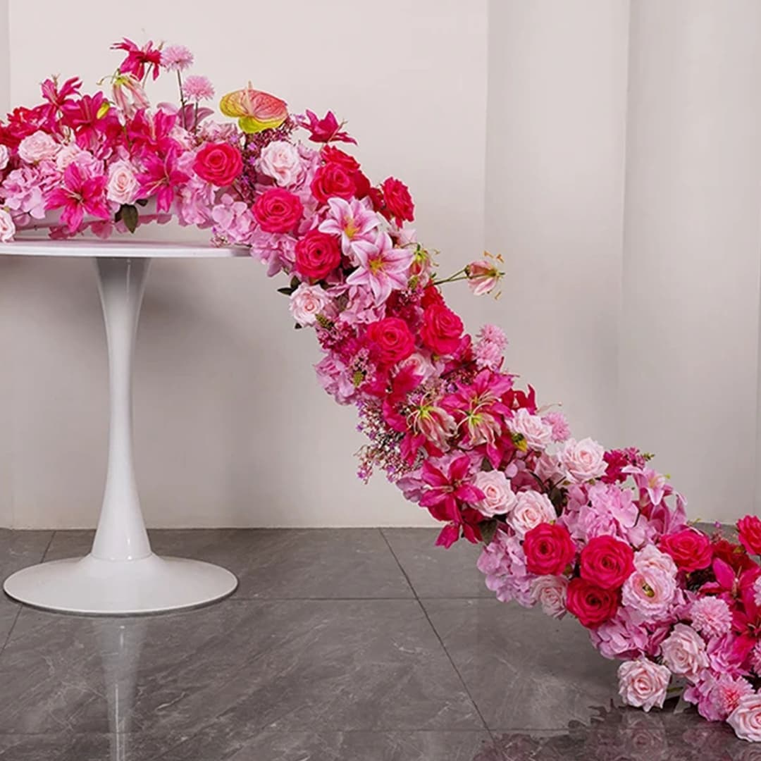 Fuchsia Pink Rose Hydrangea Flower Runner,wedding Centerpieces,flower ...