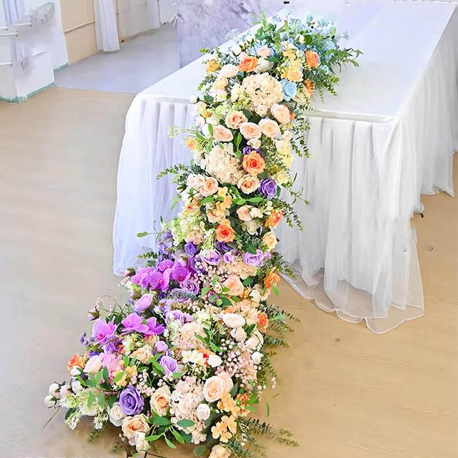 Spring Colorful Flower Runner,flower Garland Arch Wedding Reception ...