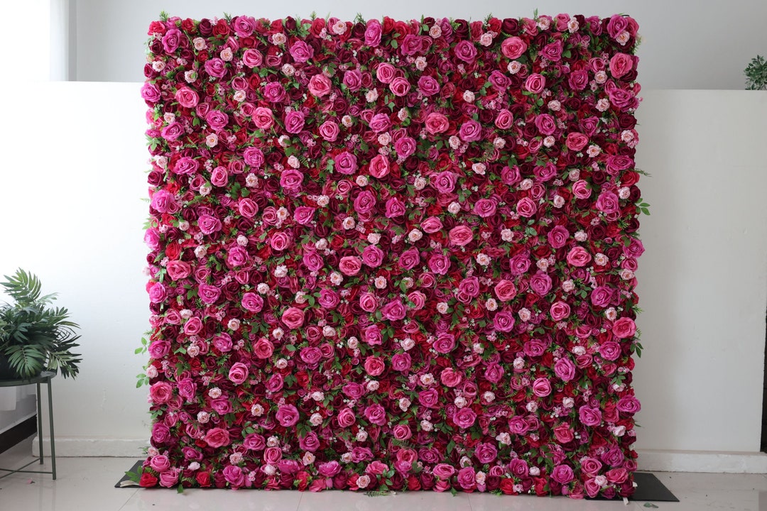 3D Fuchsia Silk Flower Wall Photo Backdrop,hot Pink Floral Panel for ...