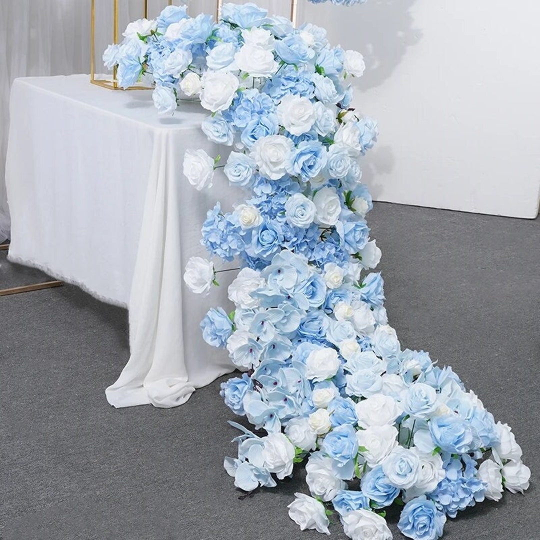 Blue Rose Butterfly Flower Row,flower Runner Stair Floral Arrangement ...