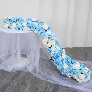 Purple Rose With Greenery Flower Runner Centerpiece,flower Garland ...
