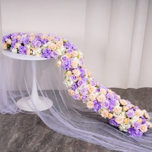 Royal Blue Purple Rose Flower Runner,silk Flower Garland Arch Wedding ...