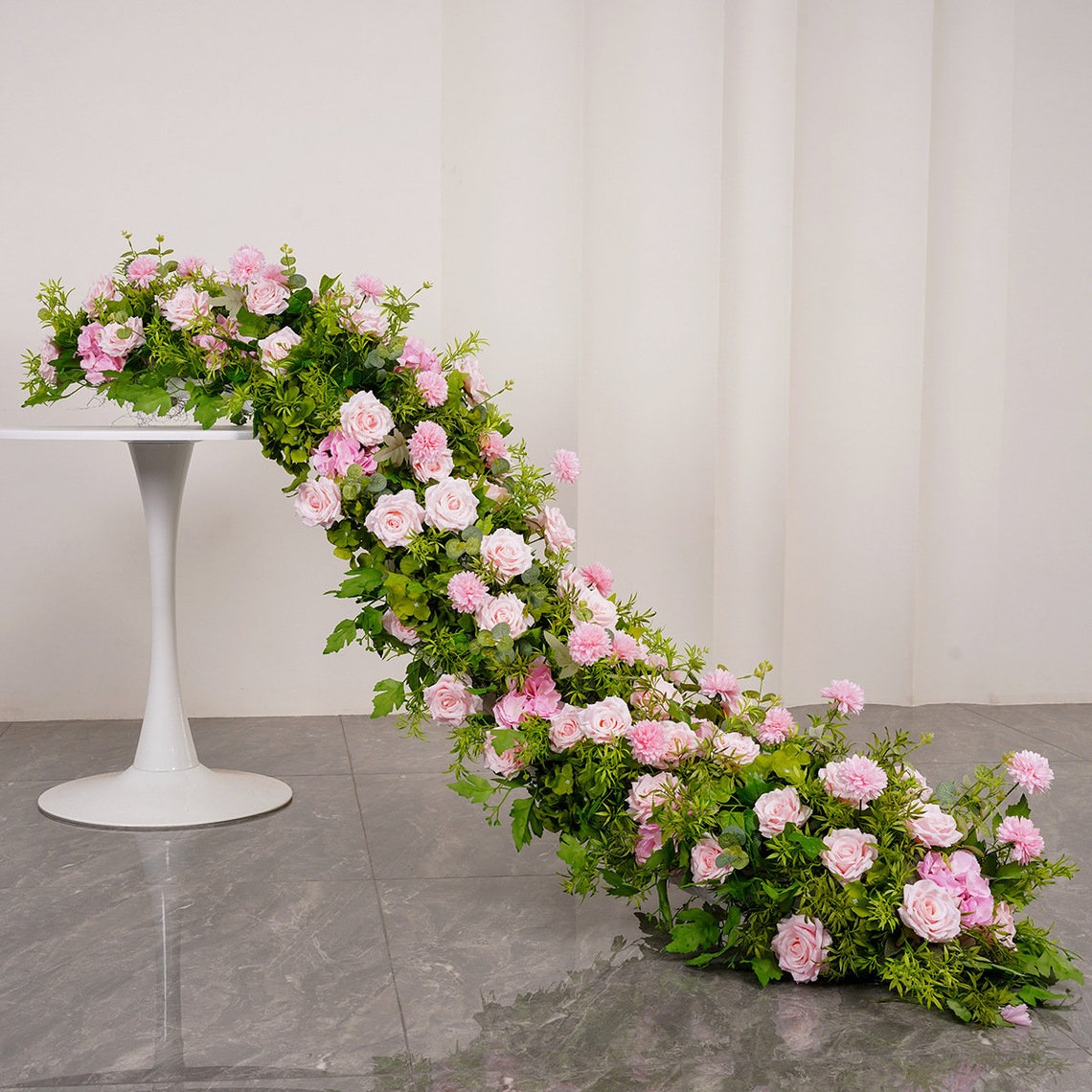 Wedding Backdrop Artificial Flower Runner,blue Pink Wedding Arch Flower ...