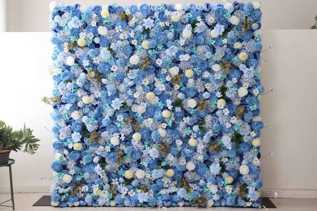 New Style Blue Rose Peony 3D Flower Wall Photo Backdrop,blue Florals ...