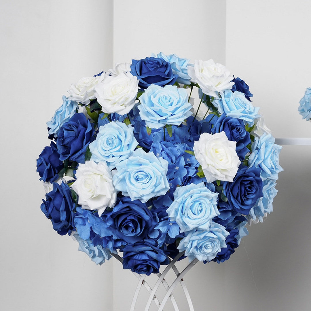 Royal Blue Light Blue Rose Hydrangea Flower Ball,wedding Table Flower ...