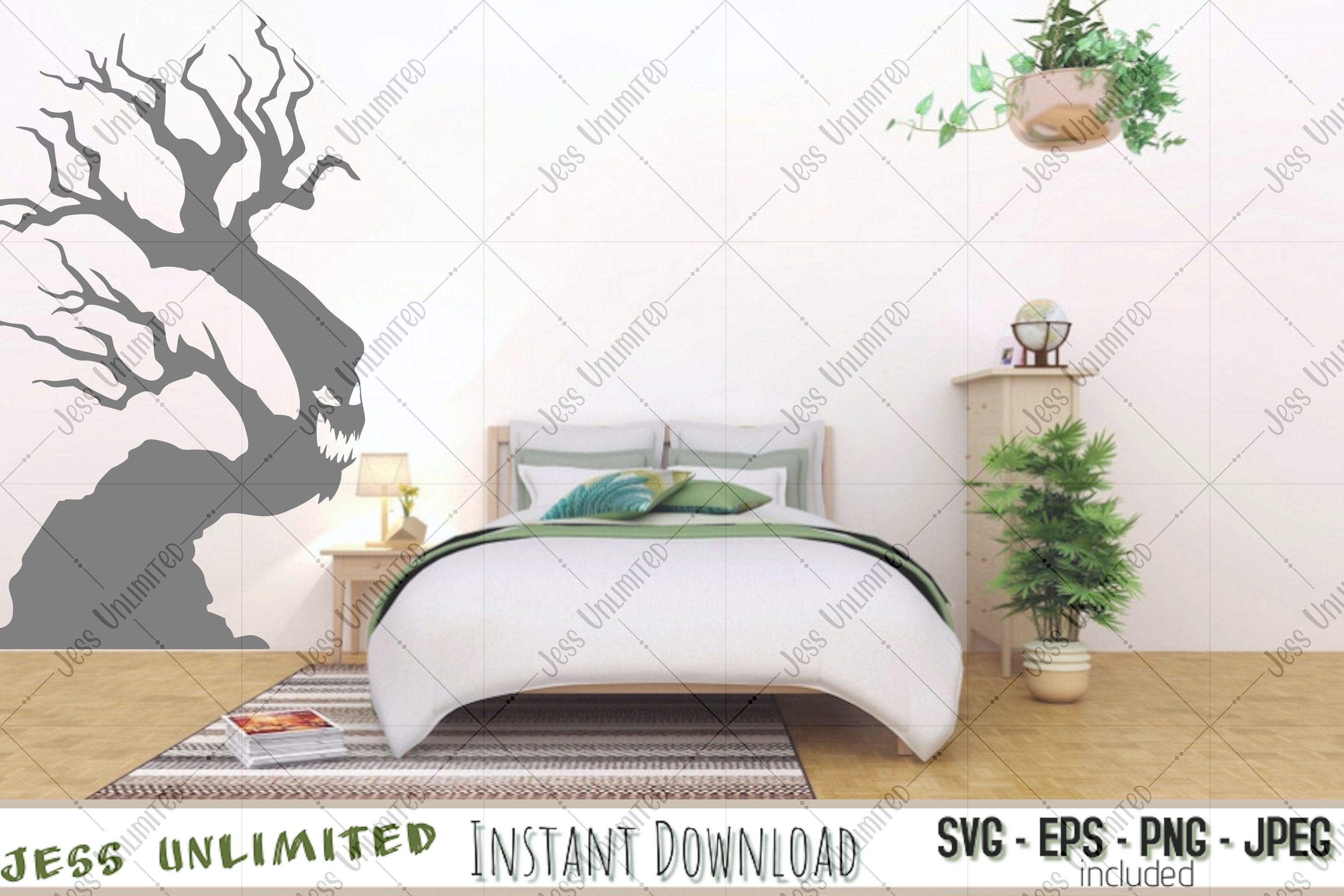 Haunted Tree SVG Wall Decal Spooky Tree Halloween SVG - Etsy