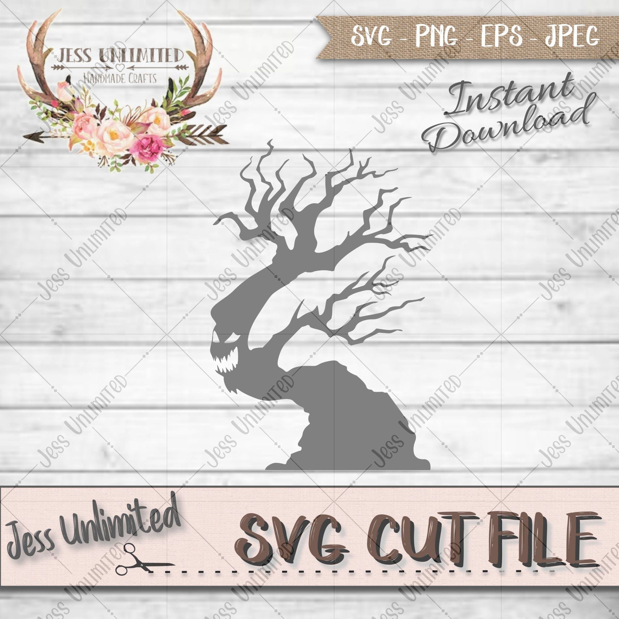Haunted Tree SVG Wall Decal Spooky Tree Halloween SVG File Tree SVG ...