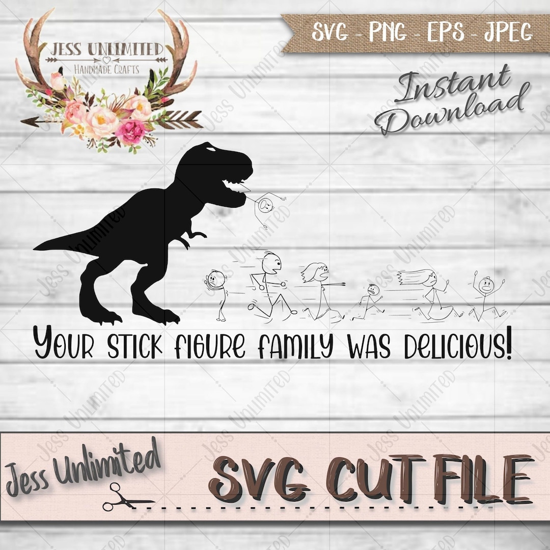 Dinosaur Stick Family SVG || Dino Decal || Stick Figure Family || Stick ...