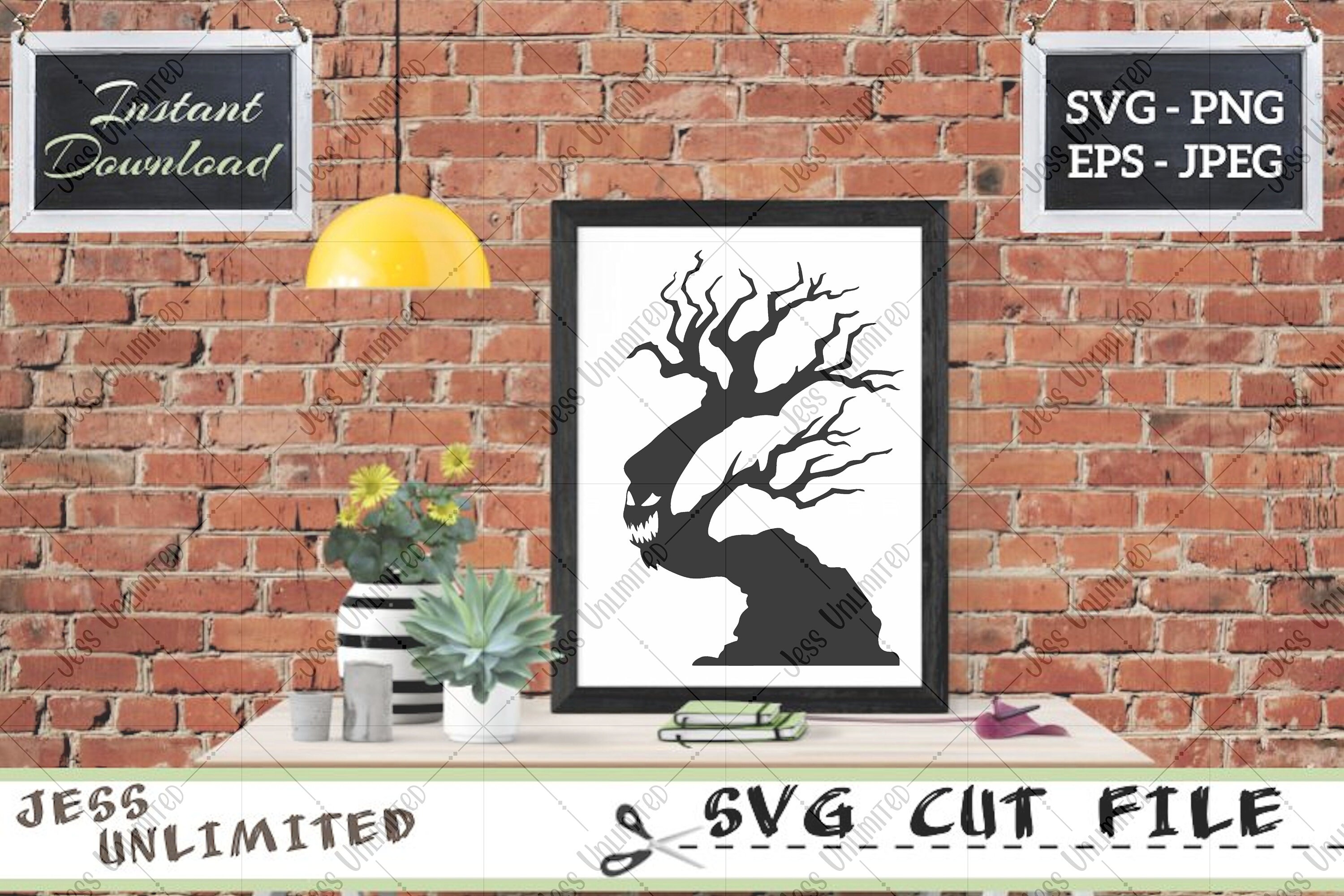 Haunted Tree SVG Wall Decal Spooky Tree Halloween SVG - Etsy