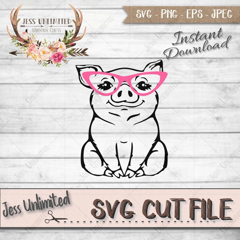 Pig With Glasses Svg - Etsy