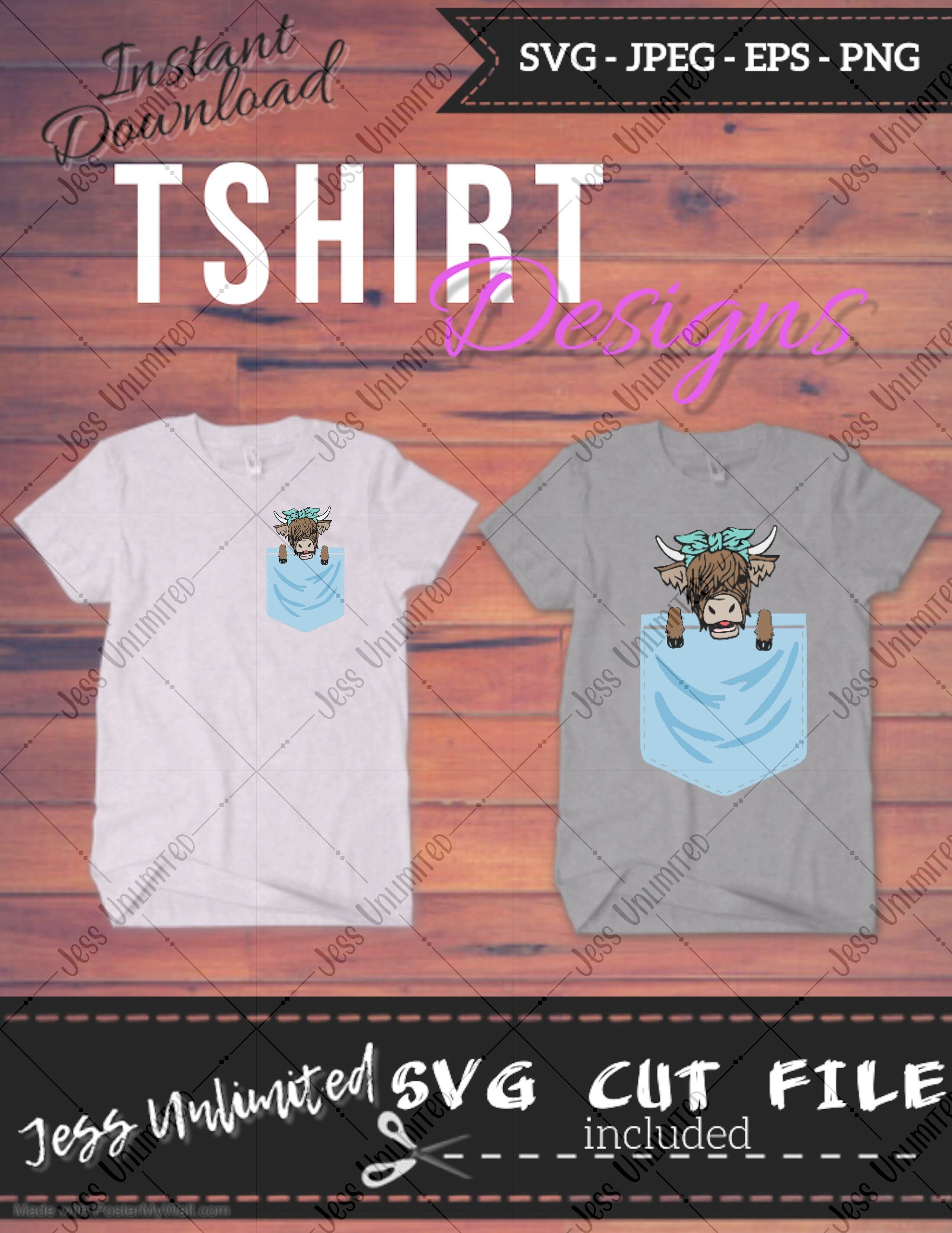 Pocket Highland Cow SVG Pocket Cow Highland Cow Cow - Etsy