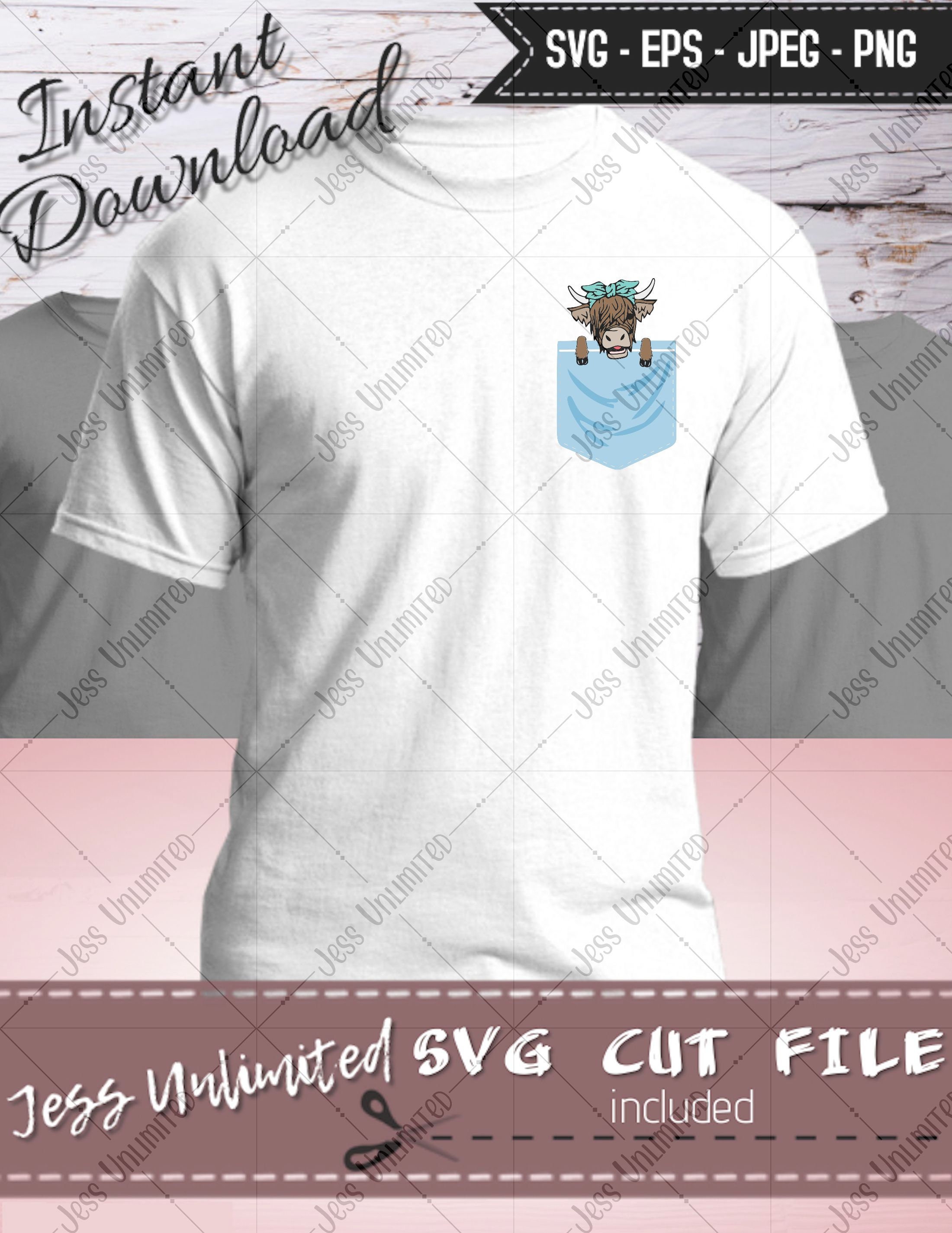 Pocket Highland Cow SVG Pocket Cow Highland Cow Cow - Etsy