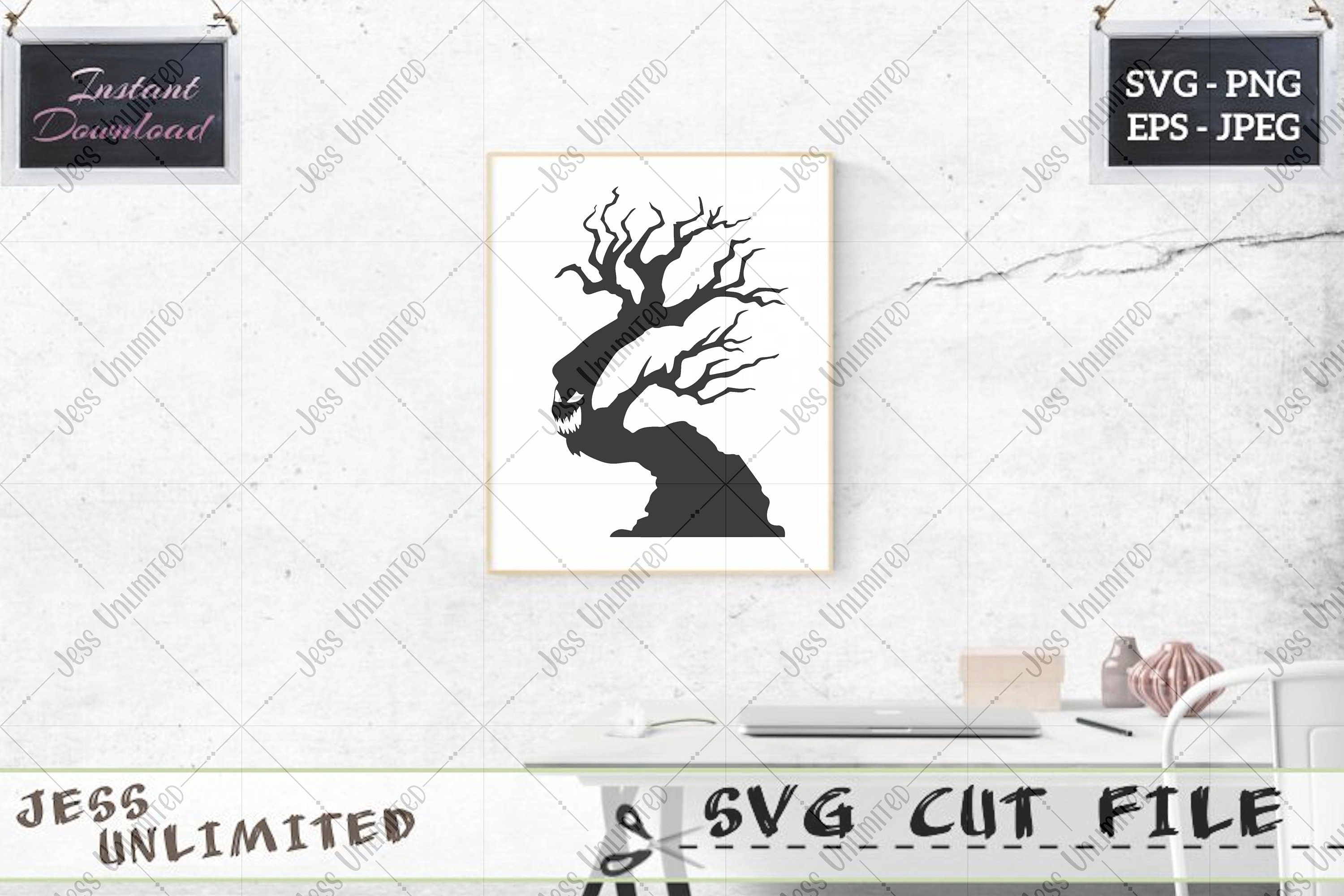 Haunted Tree SVG Wall Decal Spooky Tree Halloween SVG File Tree SVG ...