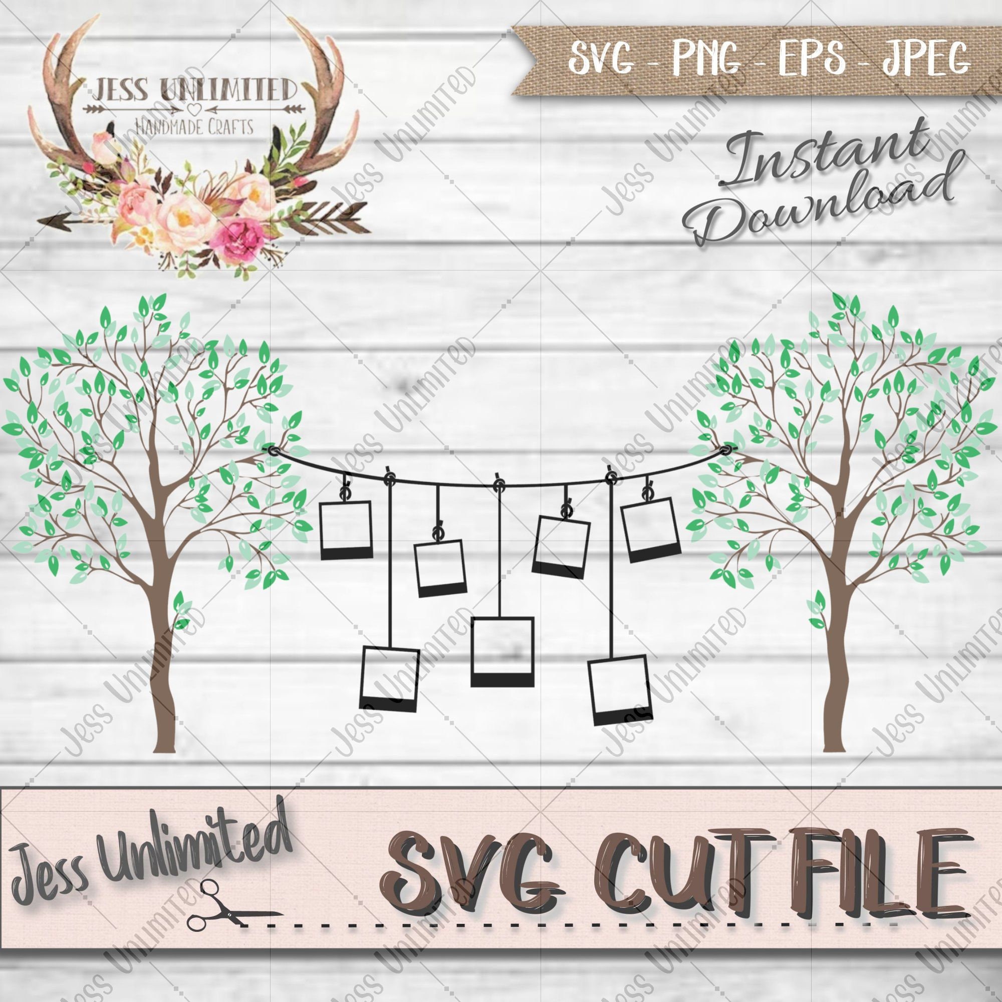 Family Tree SVG || Wall Decal || Family Tree || Tree With Pictures SVG ...