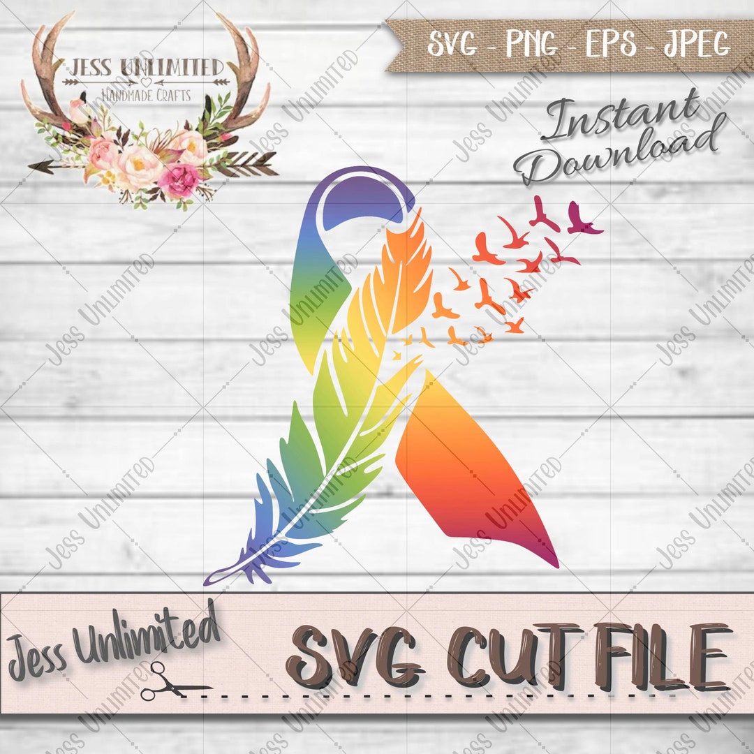 Awareness Ribbon SVG Awareness Ribbon Ribbon ribbon With Birds SVG File ...