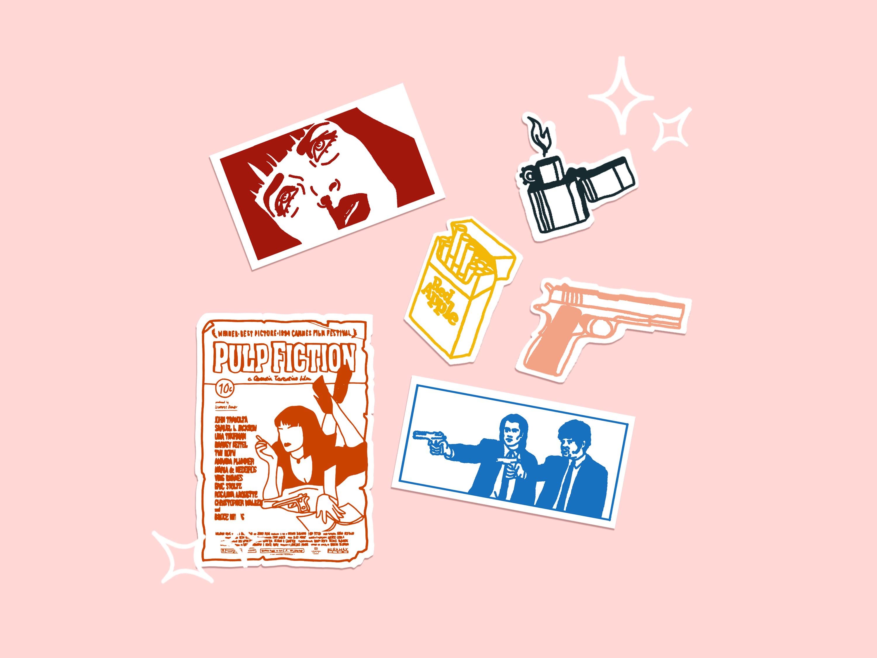 6 Pulp Fiction 1994 Sticker Set, Crime, Thriller, Quentin Tarantino ...