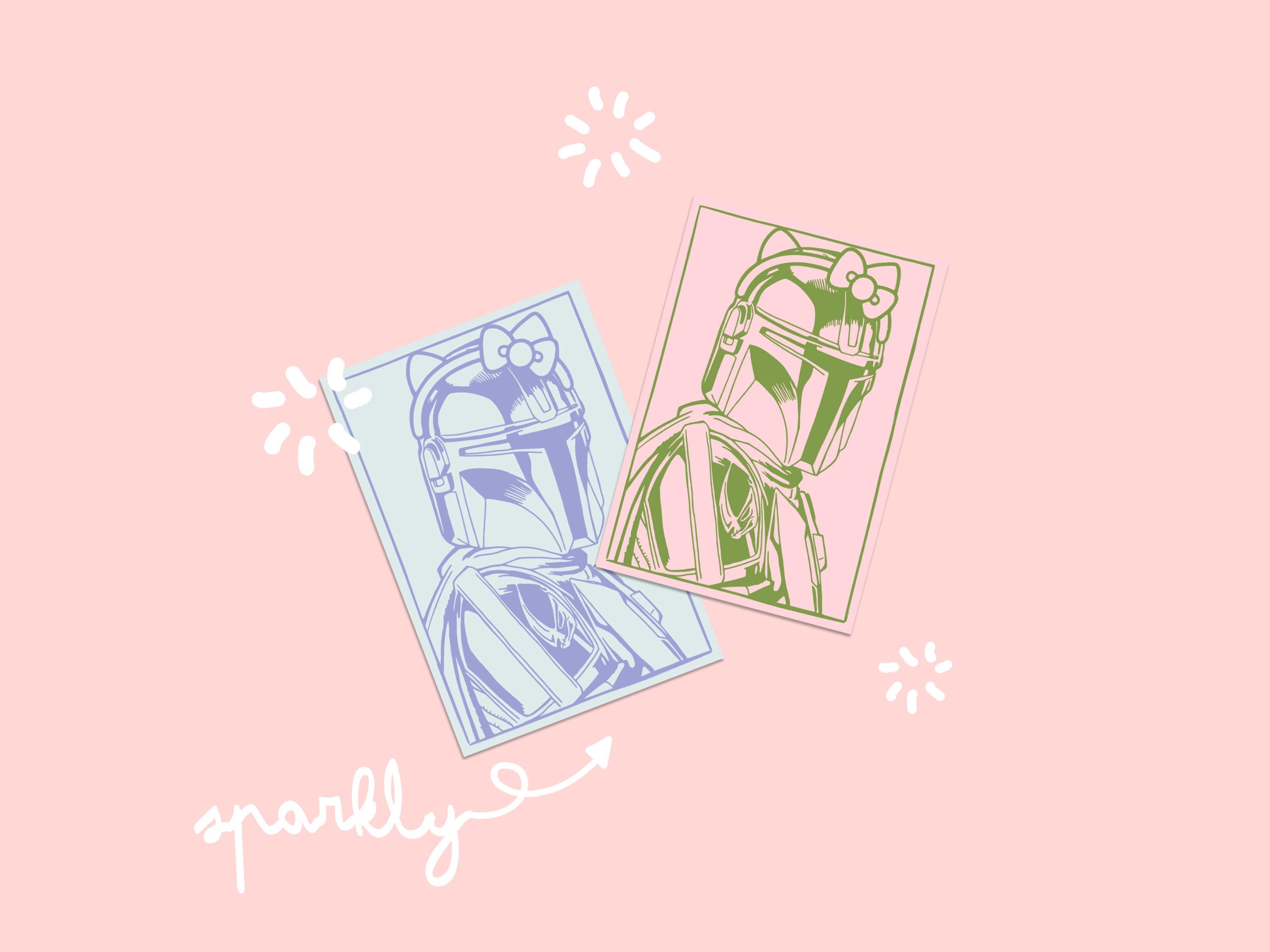 The Mandalorian Sticker Set, Mando Kitty, Kawaii Sparkle Vinyl ...