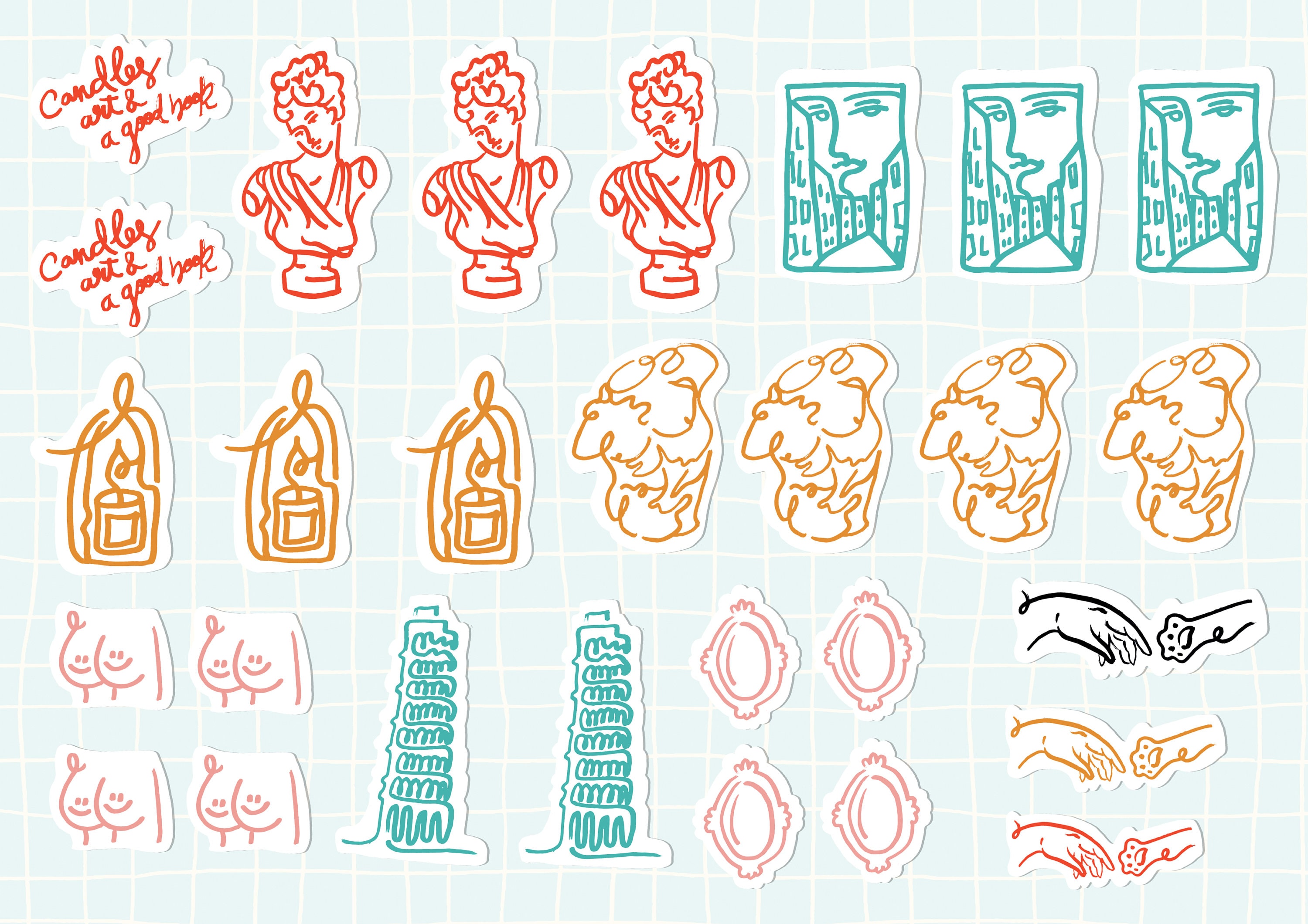 Line Drawing Sticker Sheet, Printable Stickers, Digital Stickers ...