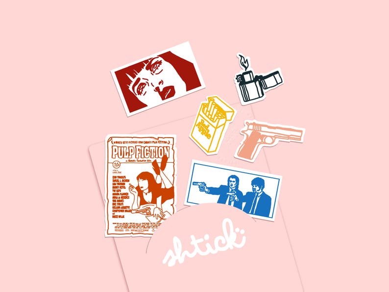 6 Pulp Fiction 1994 Sticker Set, Crime, Thriller, Quentin Tarantino ...