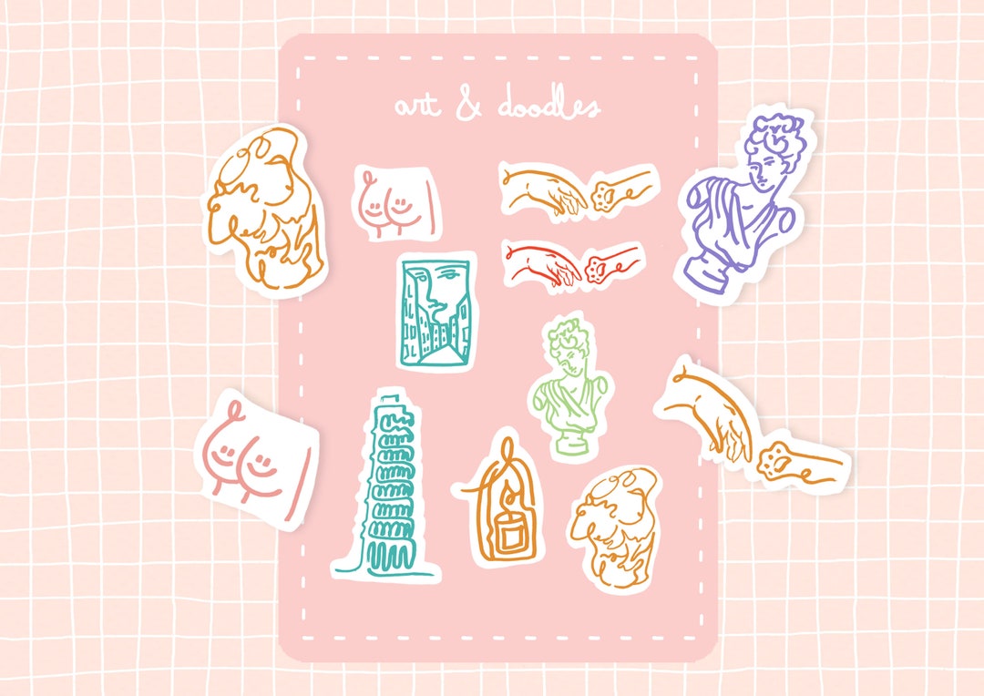 Line Drawing Sticker Sheet, Printable Stickers, Digital Stickers ...