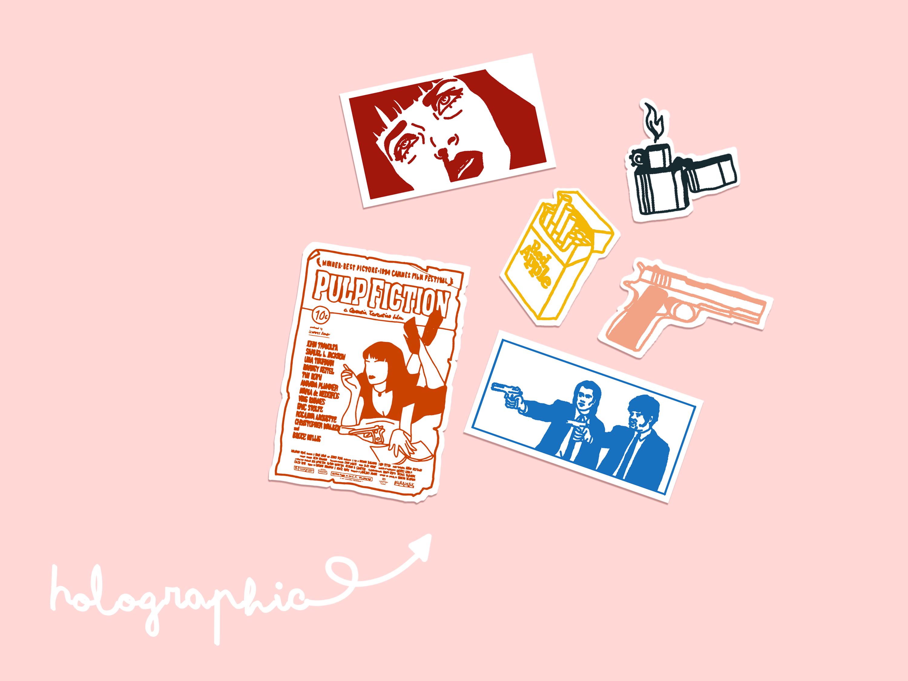 6 Pulp Fiction 1994 Sticker Set, Crime, Thriller, Quentin Tarantino ...