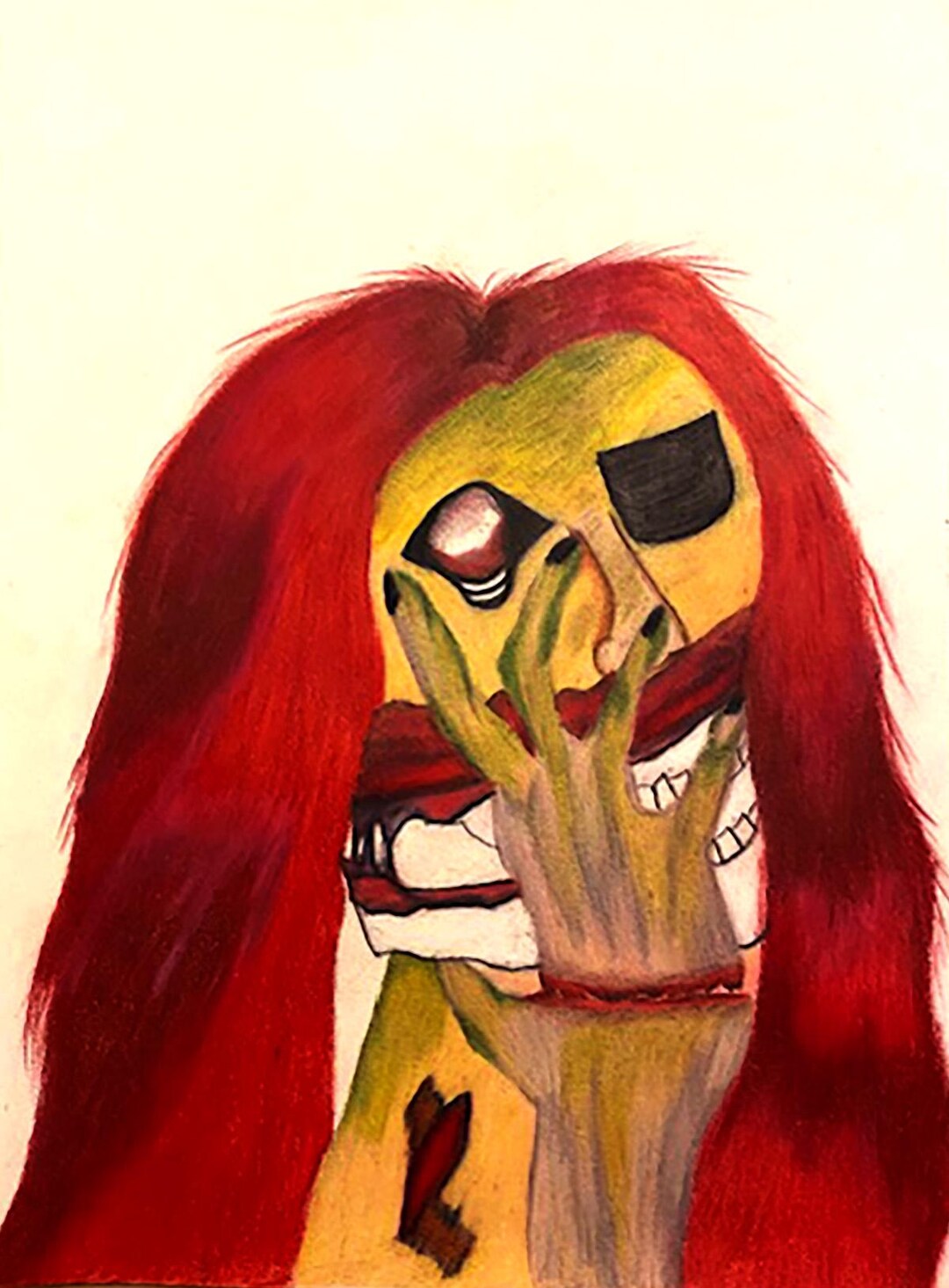 Gory Zombie Art Print – 8.5x11 Inch Horror Wall Decor – Spooky Red ...