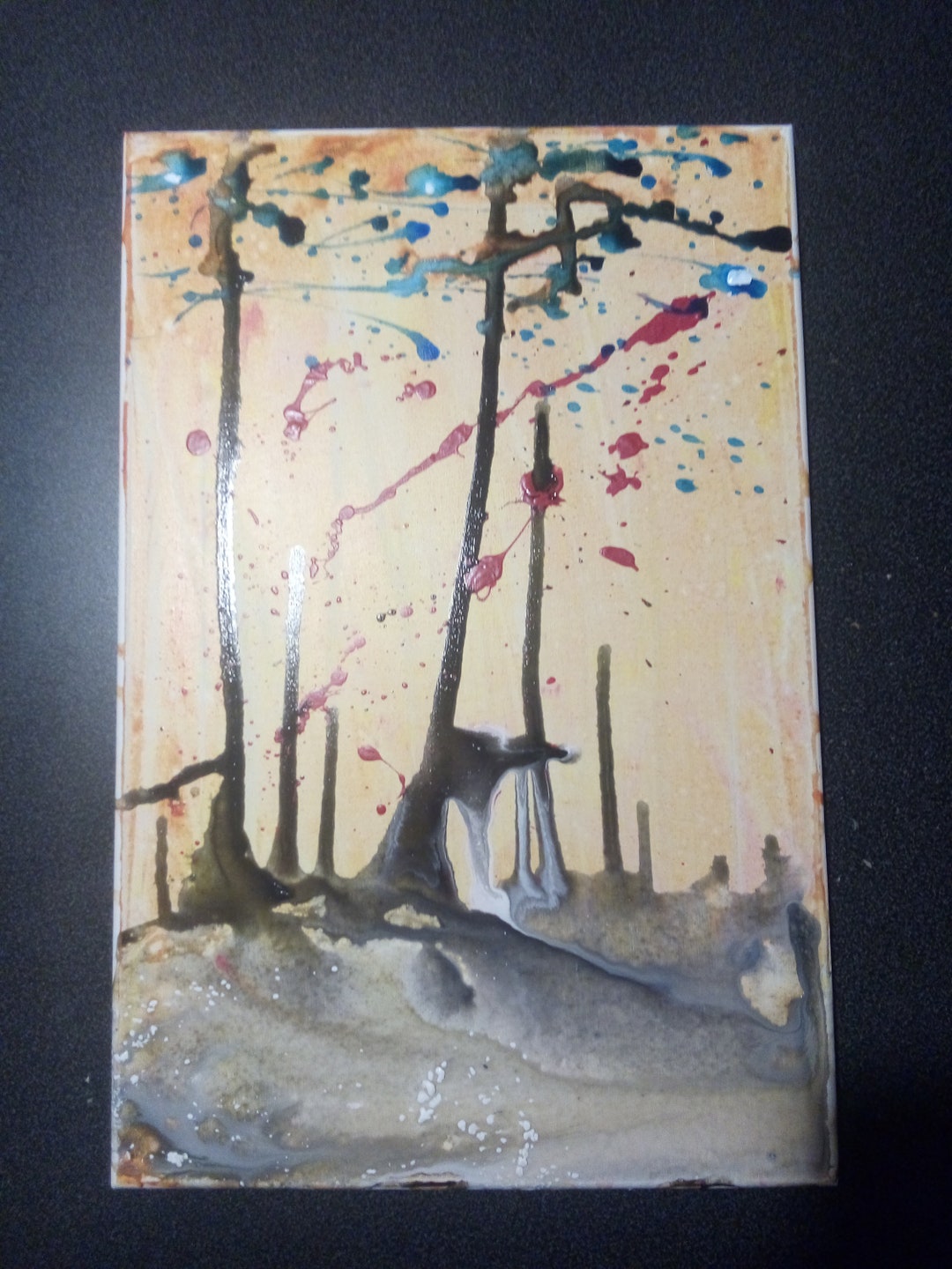 Painting Acrylic Pouring, Burned Forest - Etsy