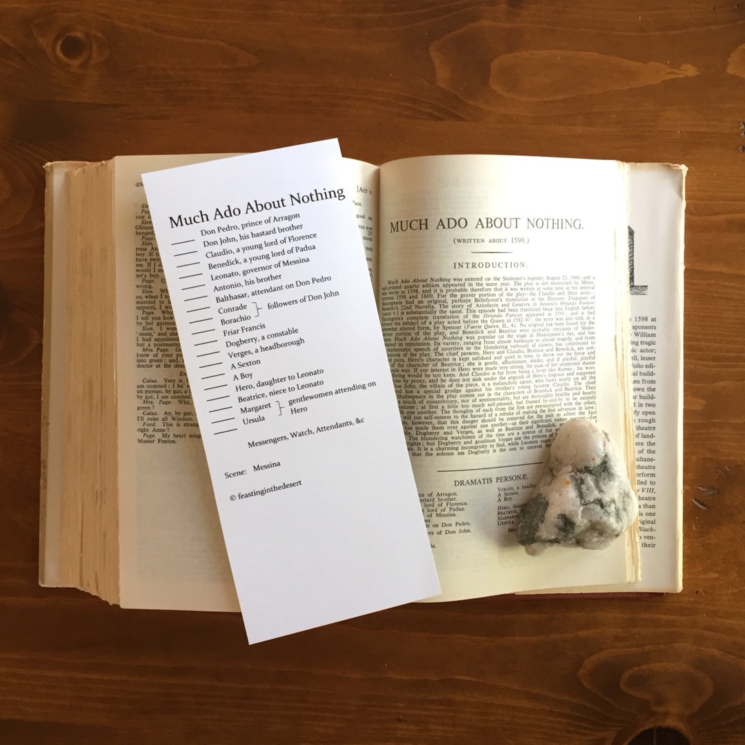 Shakespeare Much Ado About Nothing Character Bookmark - Homeschool ...