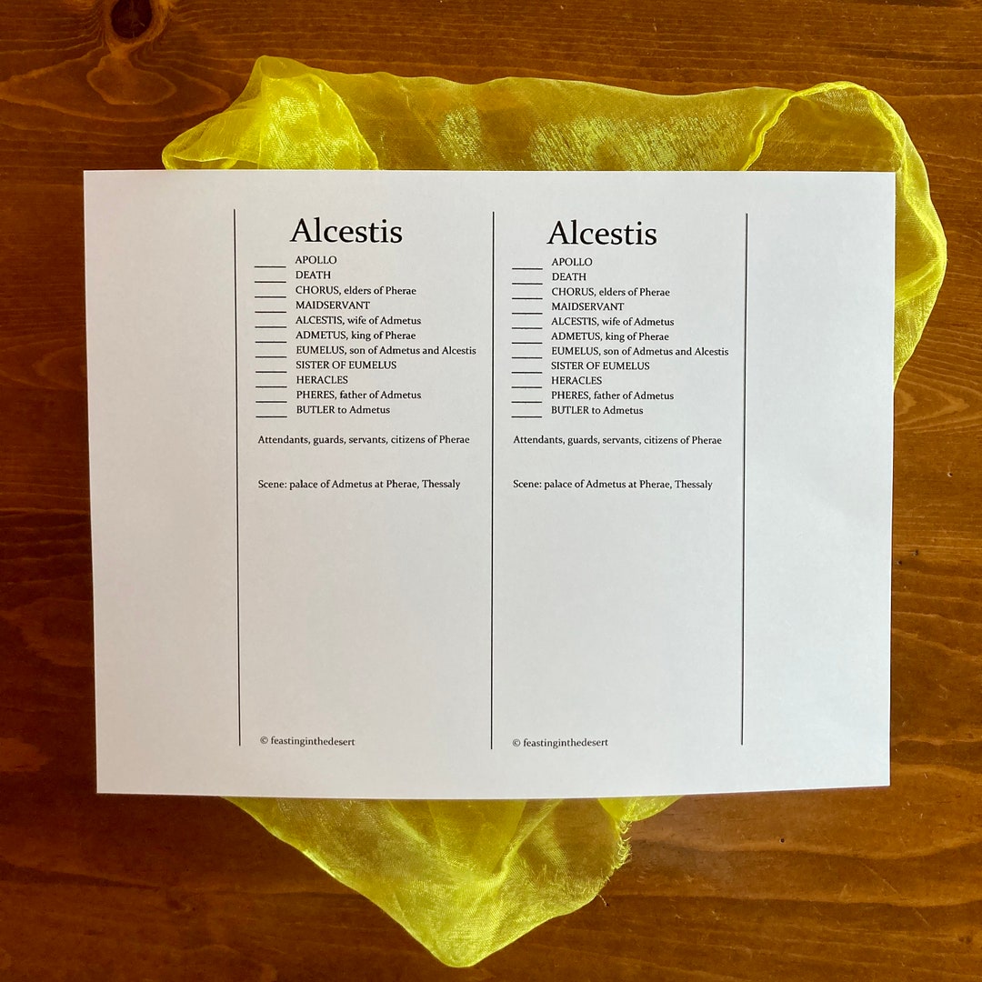 Greek Play Euripides Alcestis Character Bookmark - Homeschool, Classroom, Drama Class Tool ...