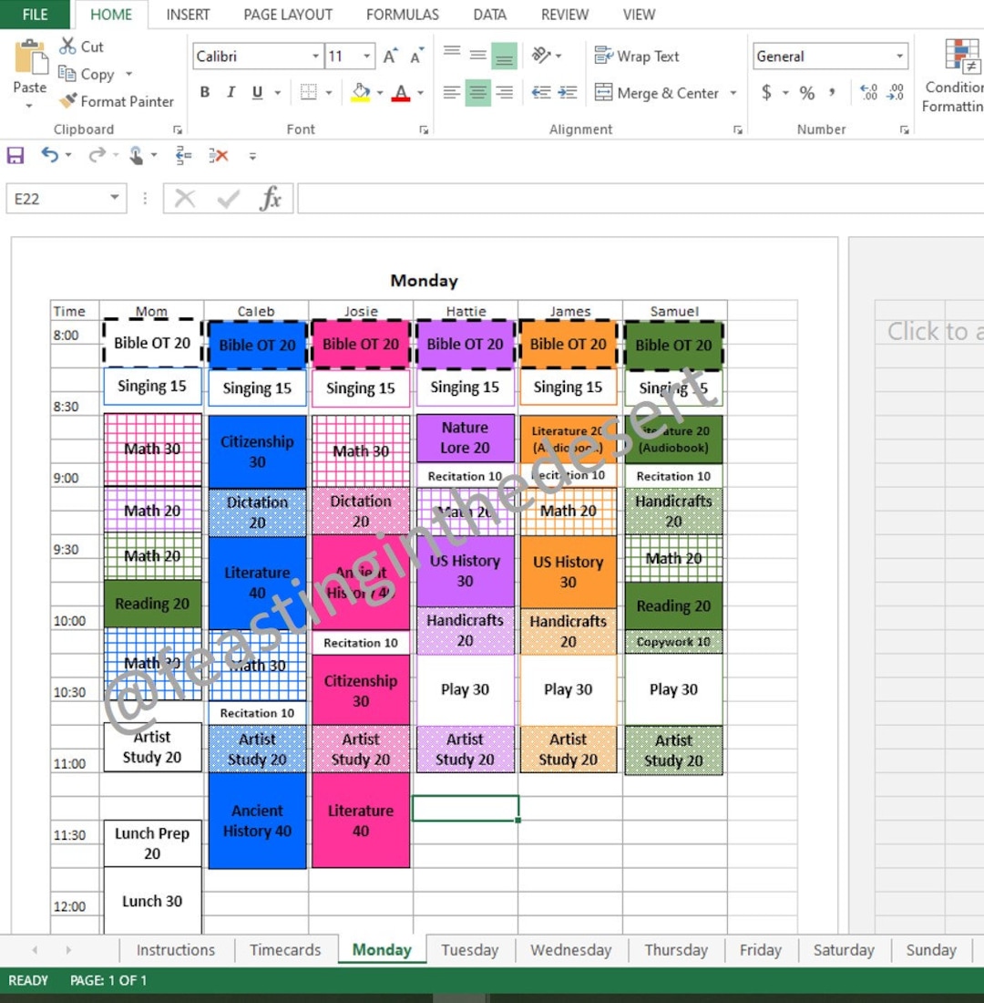Homeschool Lesson Planning Charlotte Mason Digital Schedule Timetable Cards - Etsy