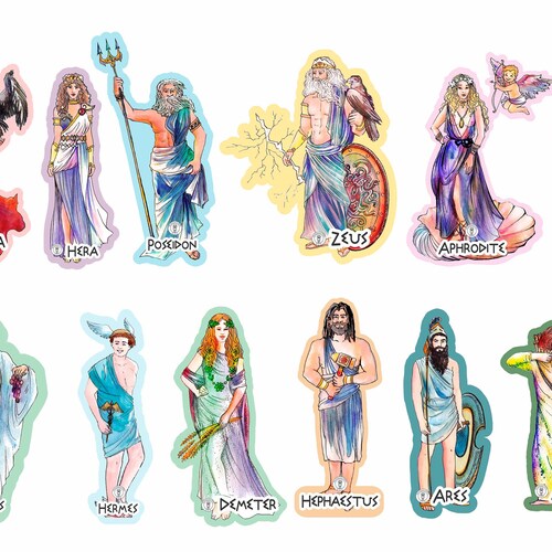 Greek Gods and Goddesses Stickers/you ll Get 16 Beautiful - Etsy