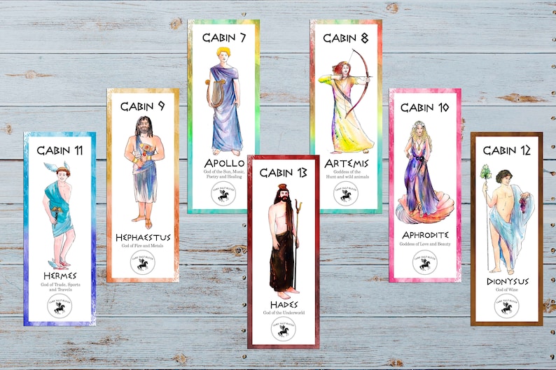 Percy Jackson Camp Half Blood Cabin Bookmarks/instant - Etsy